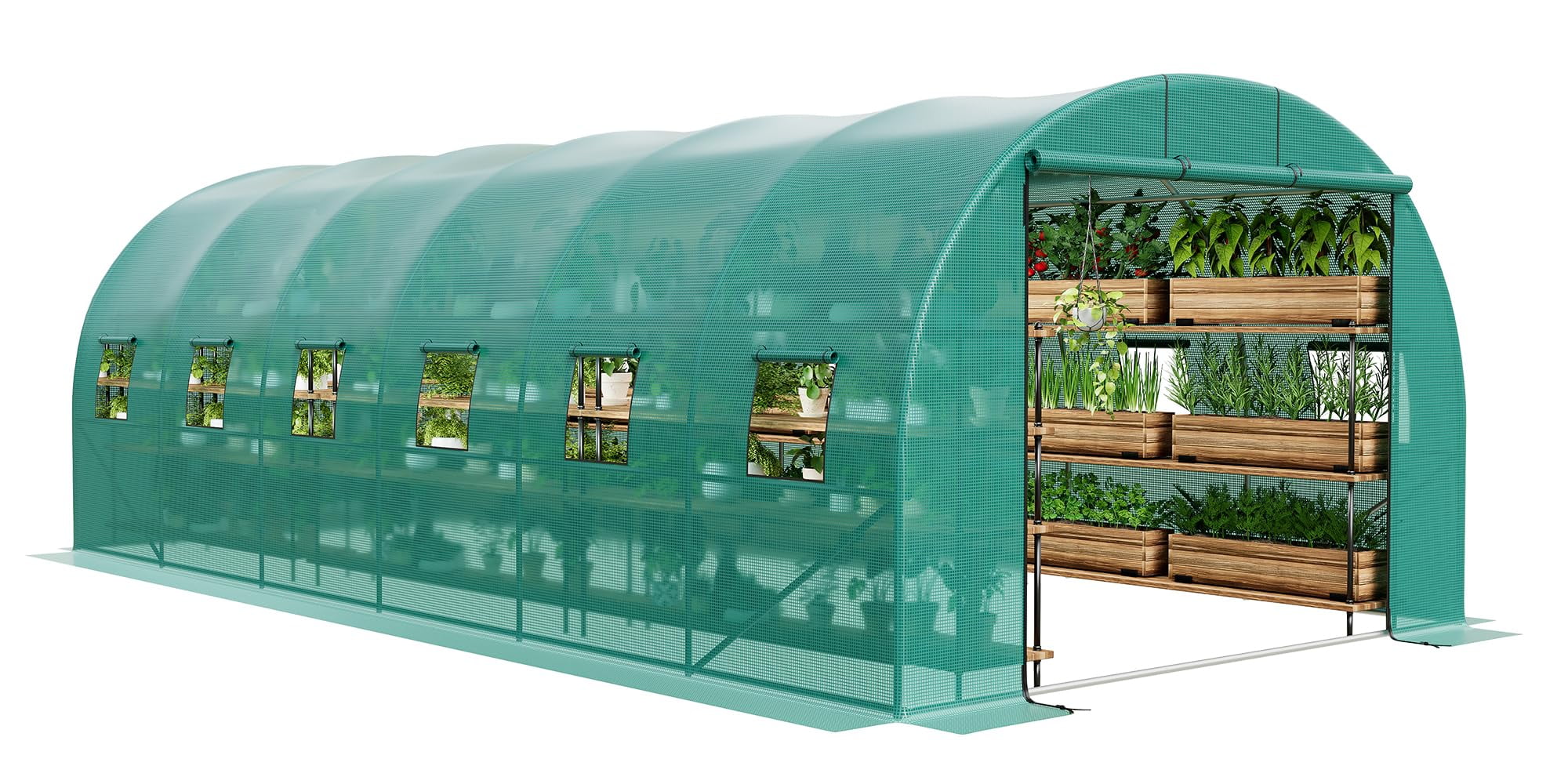 Towallmark Walk-in Greenhouse Tunnel 20x10x6.5ft,Galvanized Steel ...