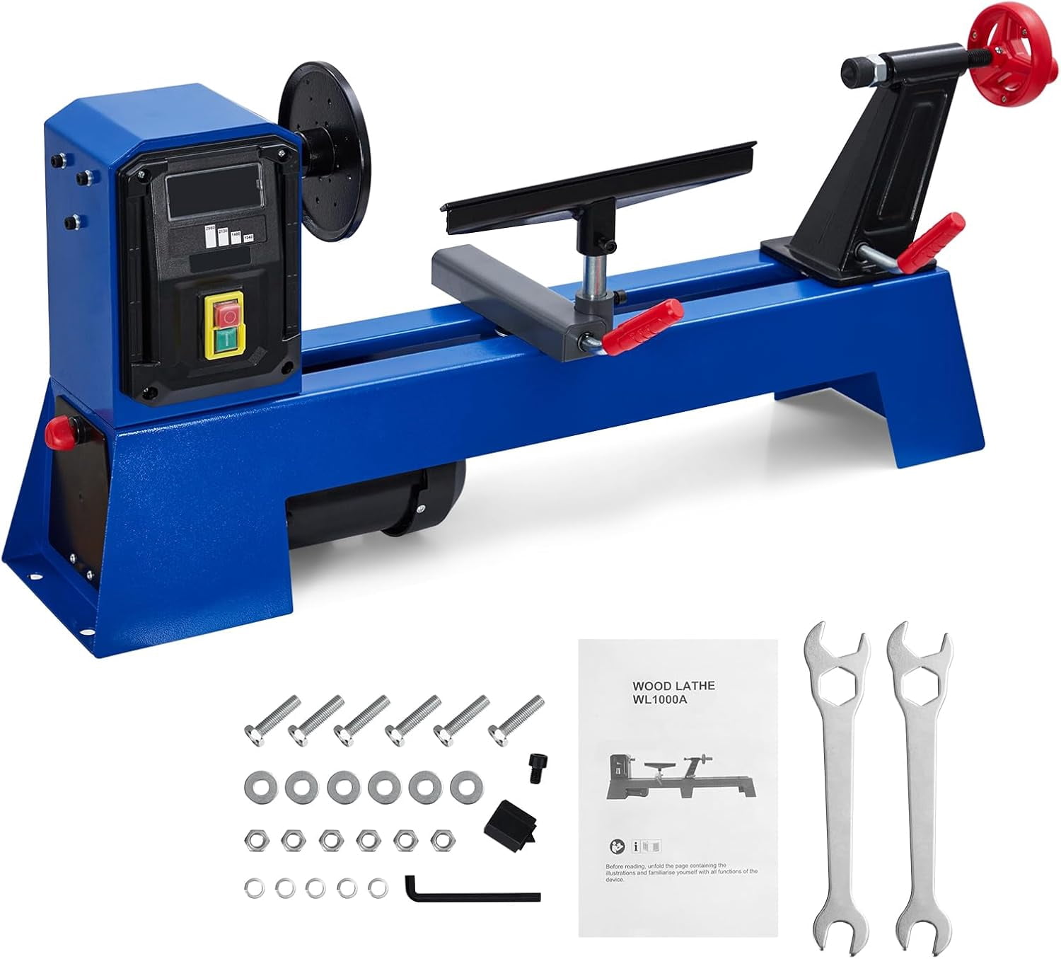 Towallmark Wood Lathe, Benchtop Wood Lathe Machine,Infinitely Variable ...