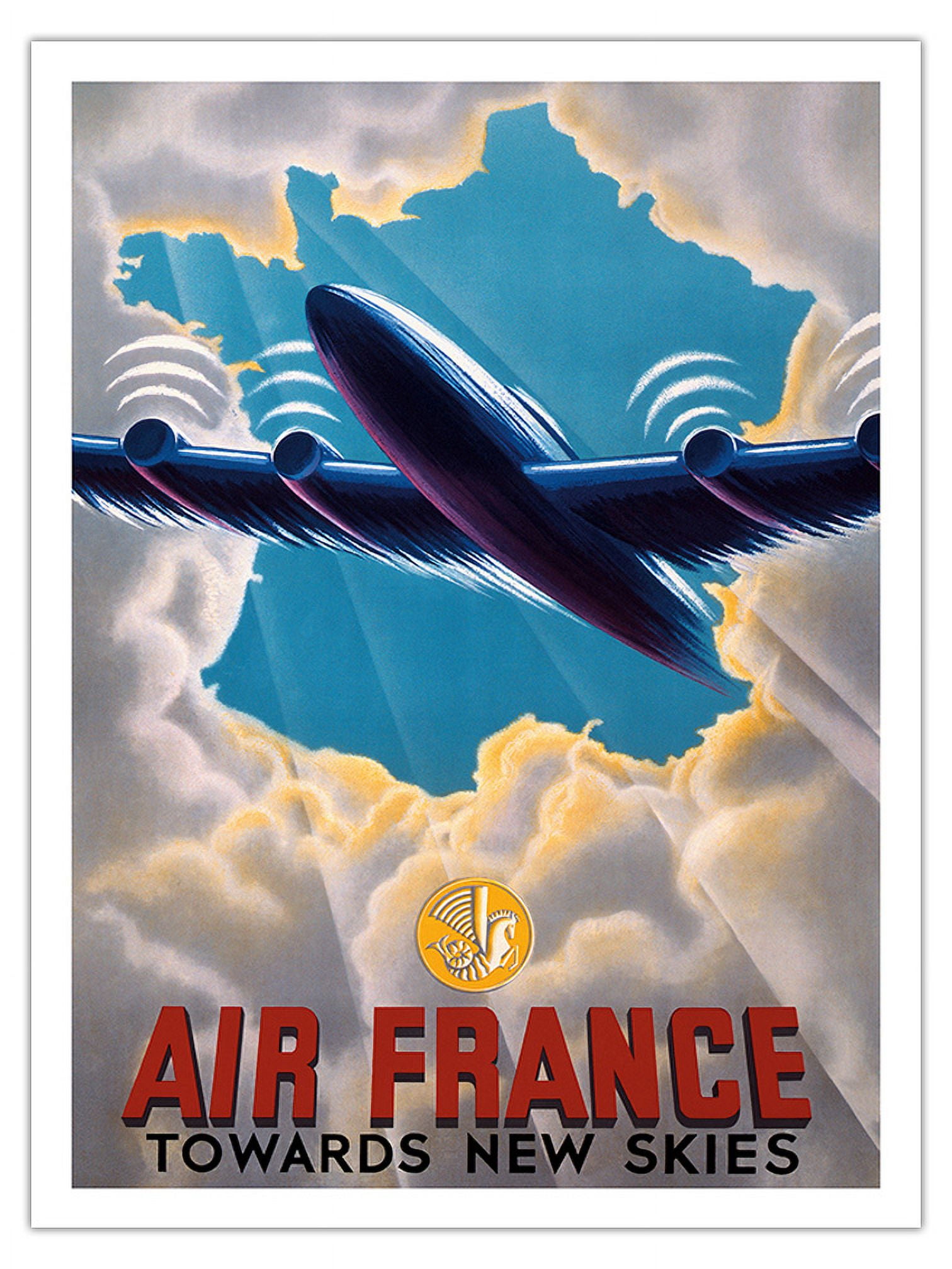 Towards New Skies - Plane soars through sun-lit gap in clouds shaped ...