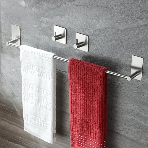 Towel Bar - 24 Inch Towel Holder with 2 Packs Adhesive Hooks, Hand ...
