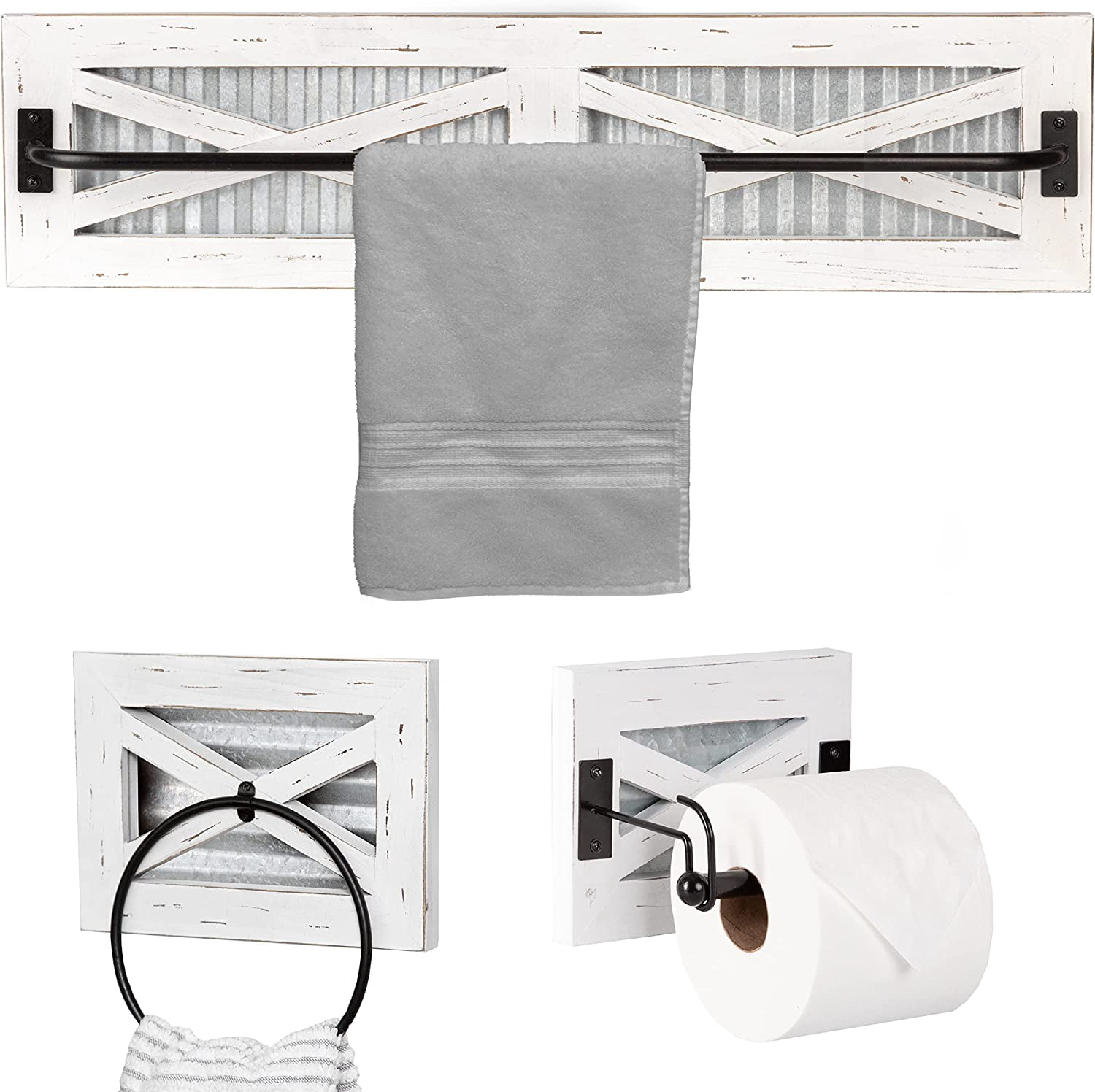 Towel Bar Toilet Paper Holder Set with Towel Ring for Bathroom- Wall ...