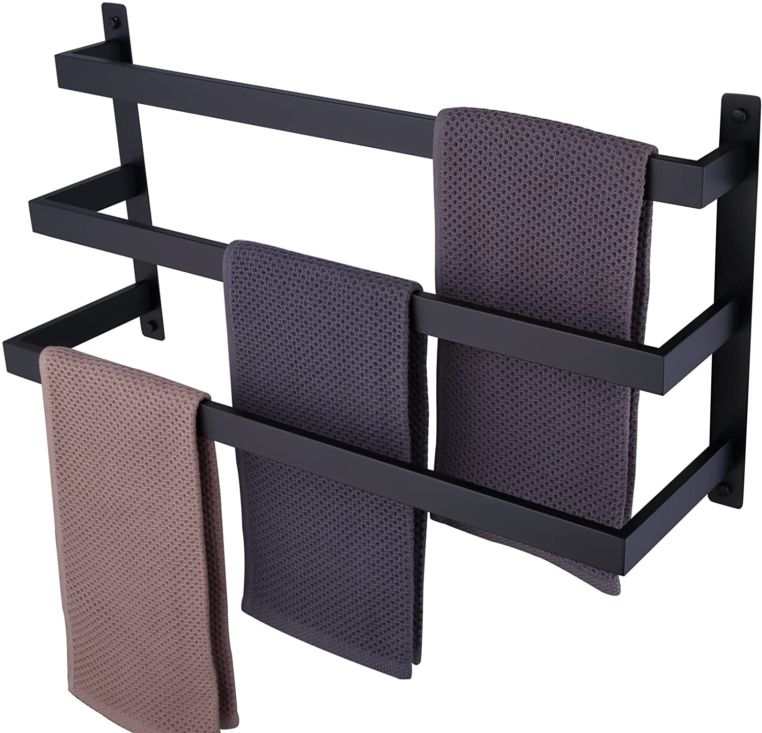 Towel Bars Black Bath Towel Holders Bathroom 3-Tiers Ladder Towel Rails ...