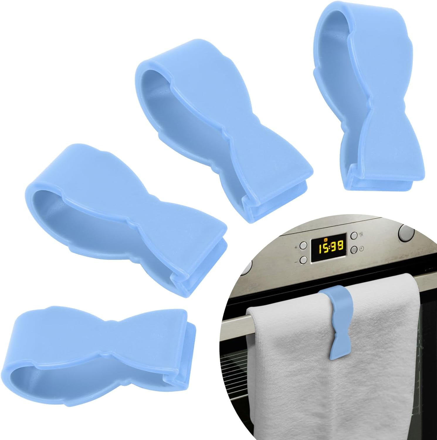 Towel Clips for Kitchen (4 Pack) - Keeps Towel from Falling - Suitable ...