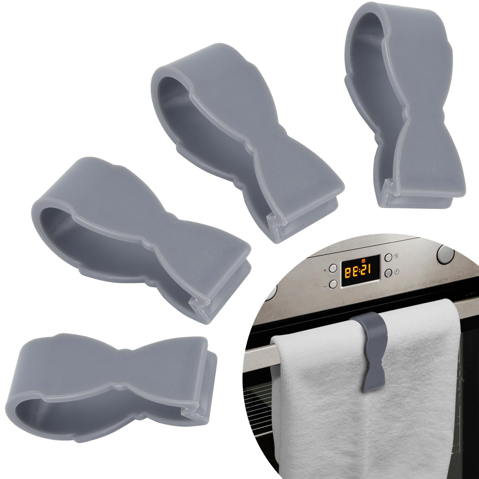 Towel Clips for Kitchen (4 Pack) - Keeps Towel from Falling - Suitable ...
