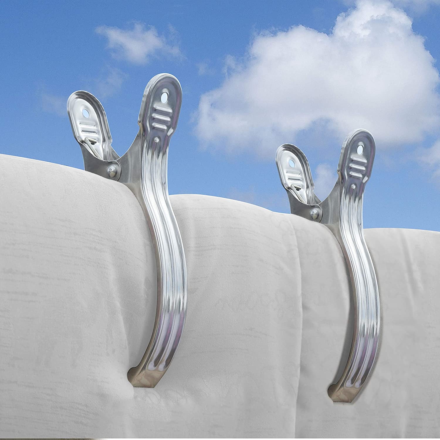 Towel Clips: Pack of 6, 5-1/8”L, Jumbo Stainless Steel Metal Beach ...