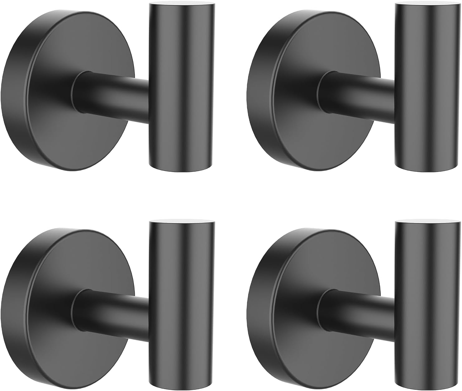 Towel Hooks for Bathrooms 4 Packs Screw-in Matte Black Bathroom Towel ...