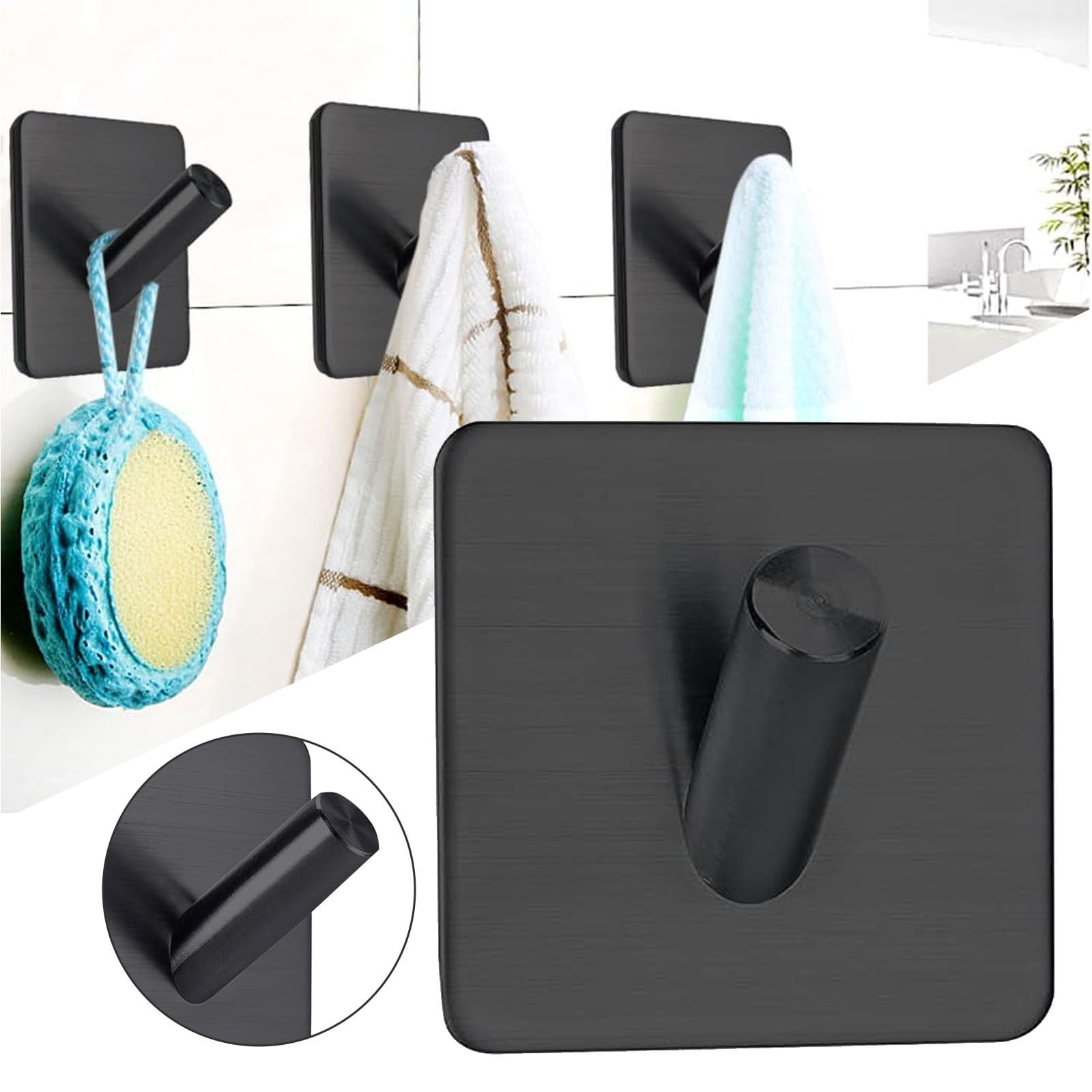 Towel Hooks Clearance Sale!Wall Hangers without Nails, Black Hooks ...