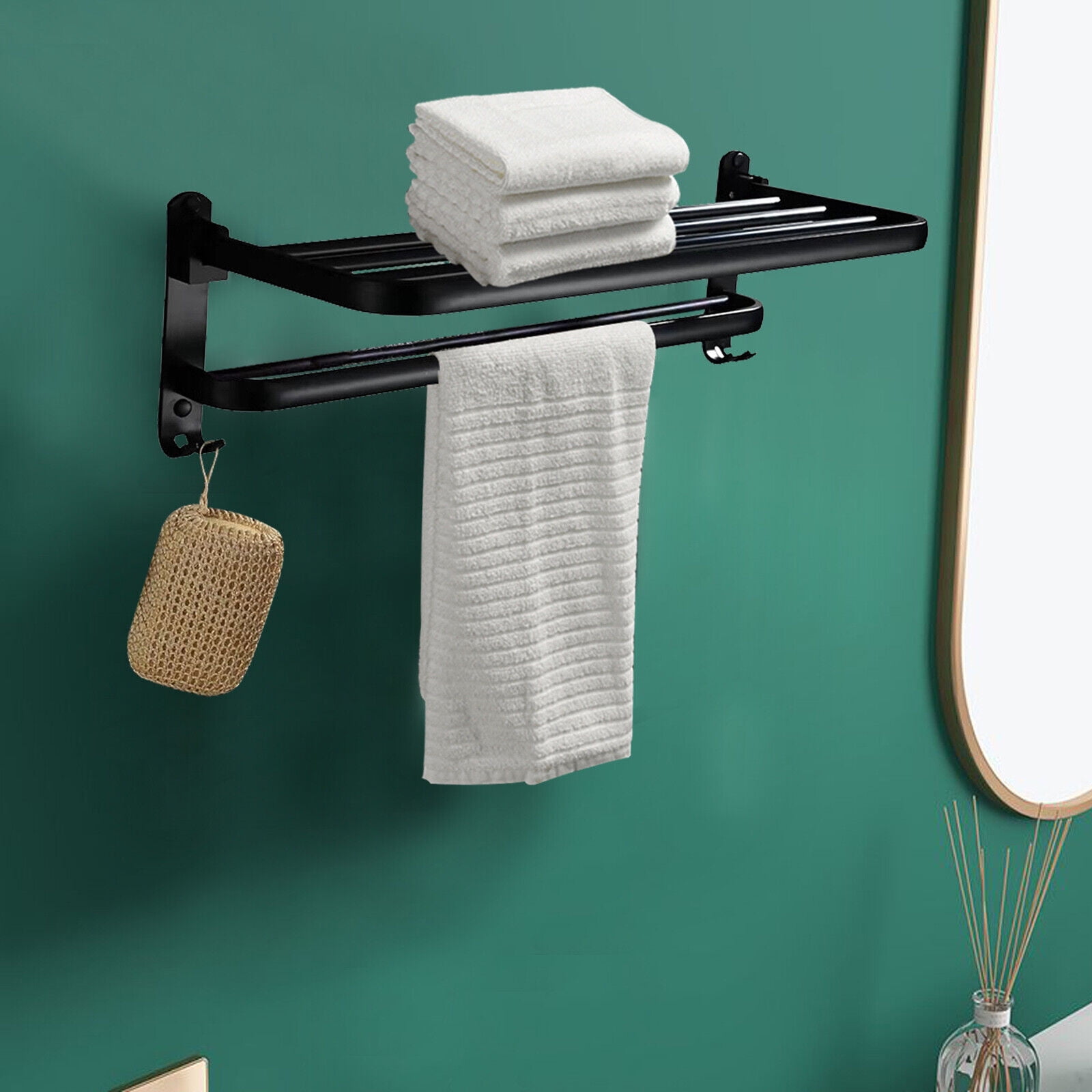 Towel Rack Bathroom Towel Drying Shelf Wall Mounted Towel Holder Rail 2 ...