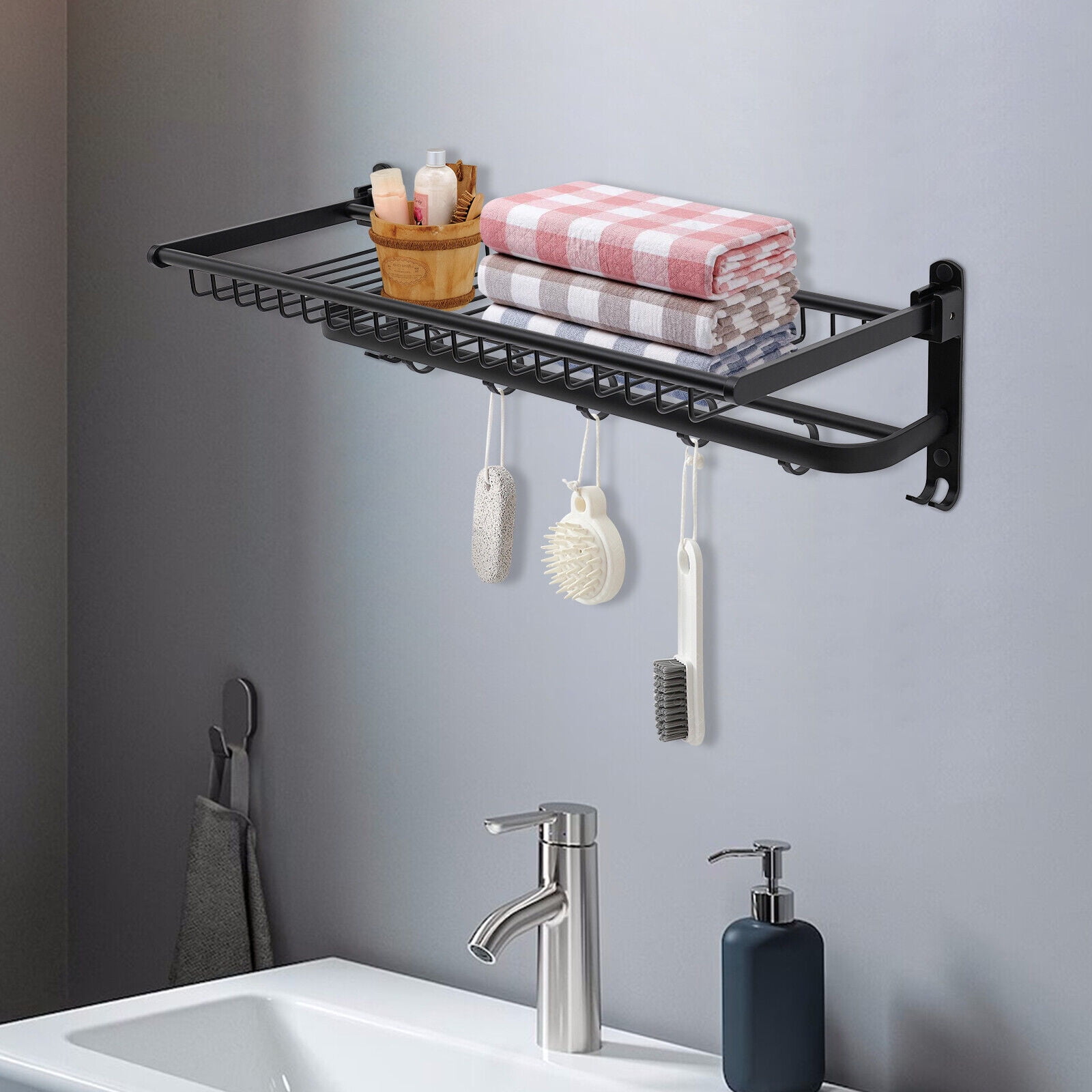 Towel Rack with Double Towel Bar for Bathroom Wall Mounted 24-Inch ...