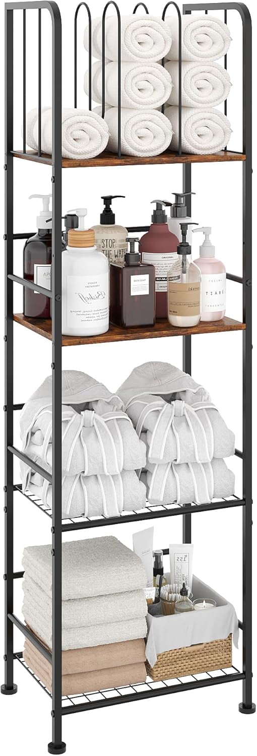 Towel Rack Free Standing 4-Tier M-Shaped Detachable Dividers, Durable ...