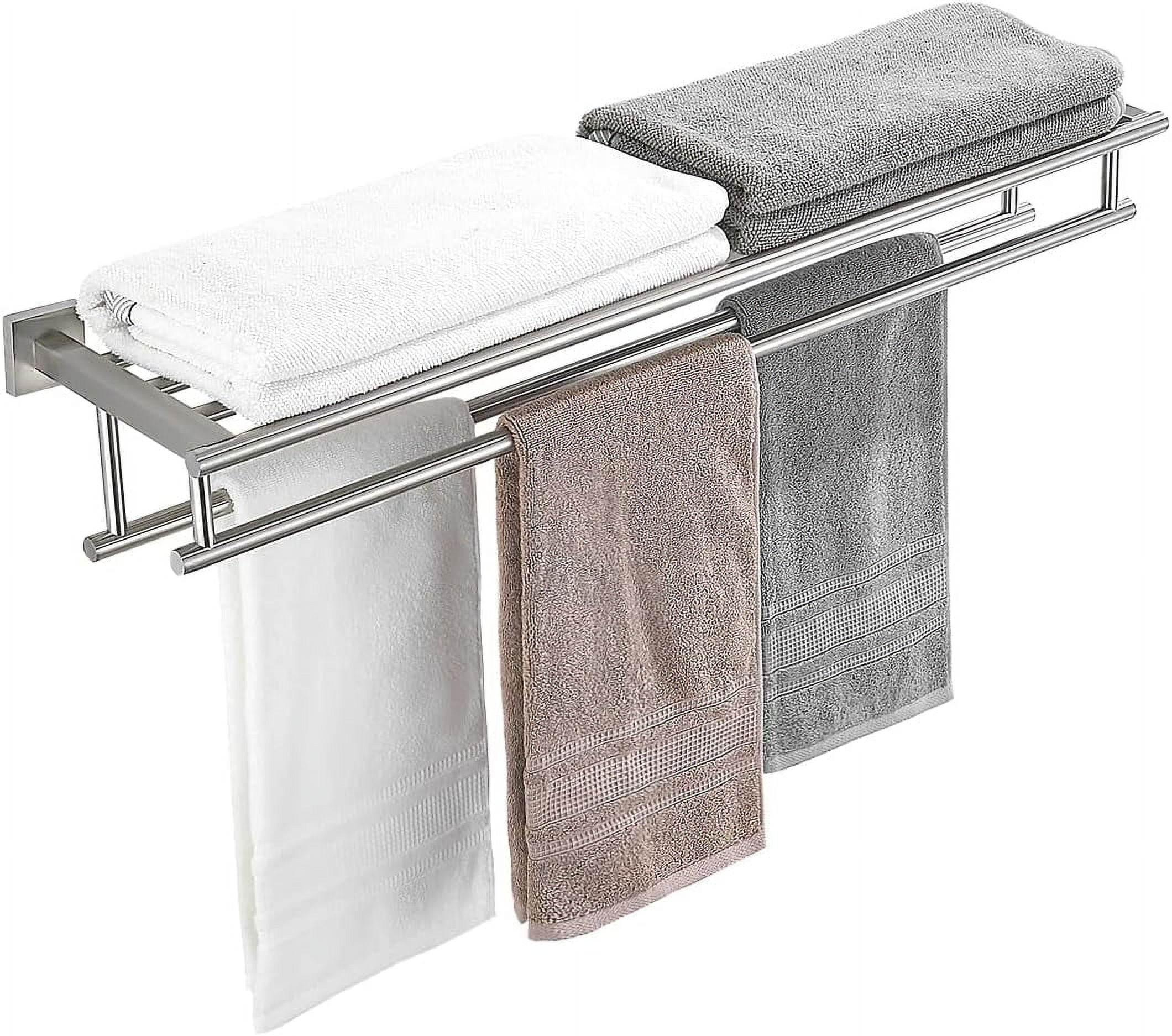 Towel Rack with Shelf 32 Inch Double Towel Racks for Bathroom Brushed ...