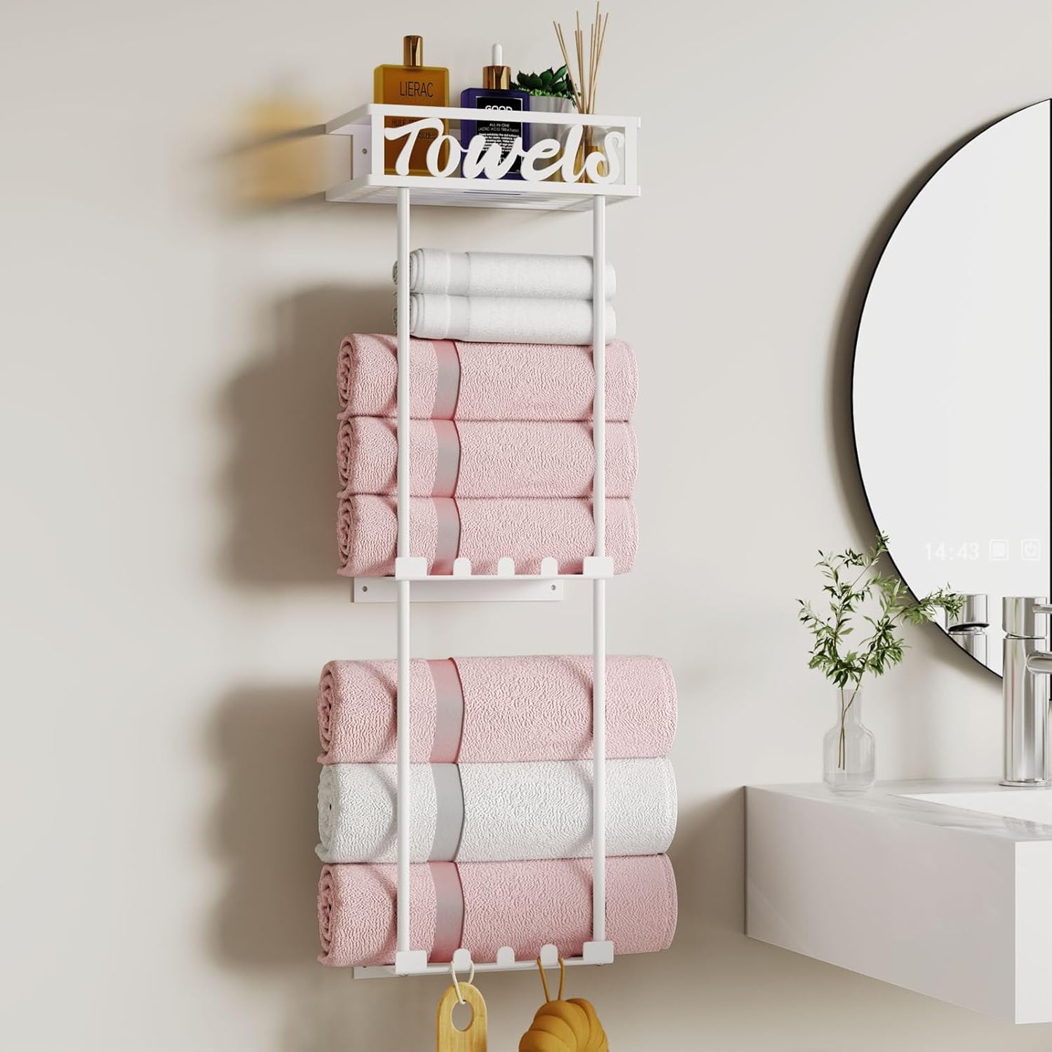 Towel Rack Wall Mounted - 3 Tier Towel Racks for Bathroom, Towel Holder ...