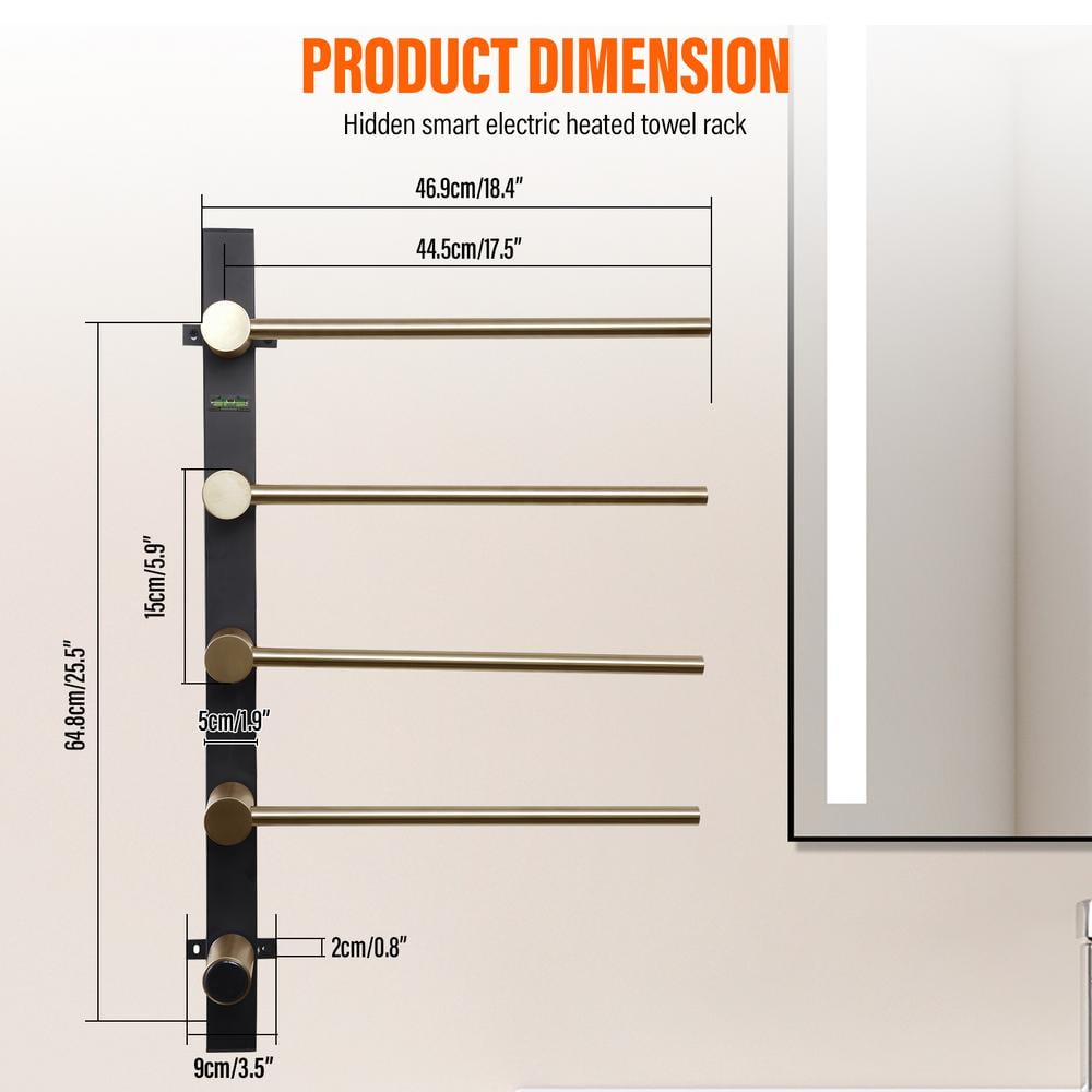 Towel Rack Warmer Wall Mount Bathroom Towel Warmer LED Display Electric ...