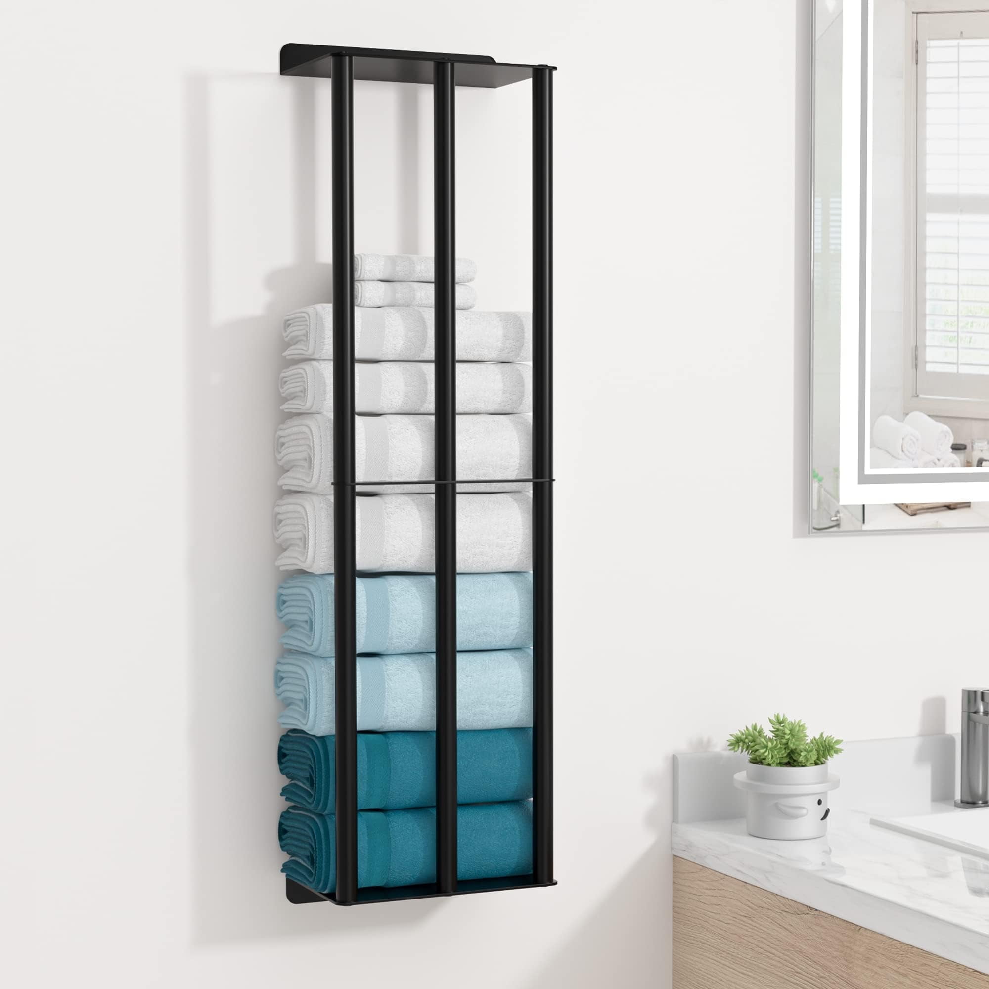 Towel Racks for Bathroom, Towel Storage Wall Mounted, Rolled or Folded ...