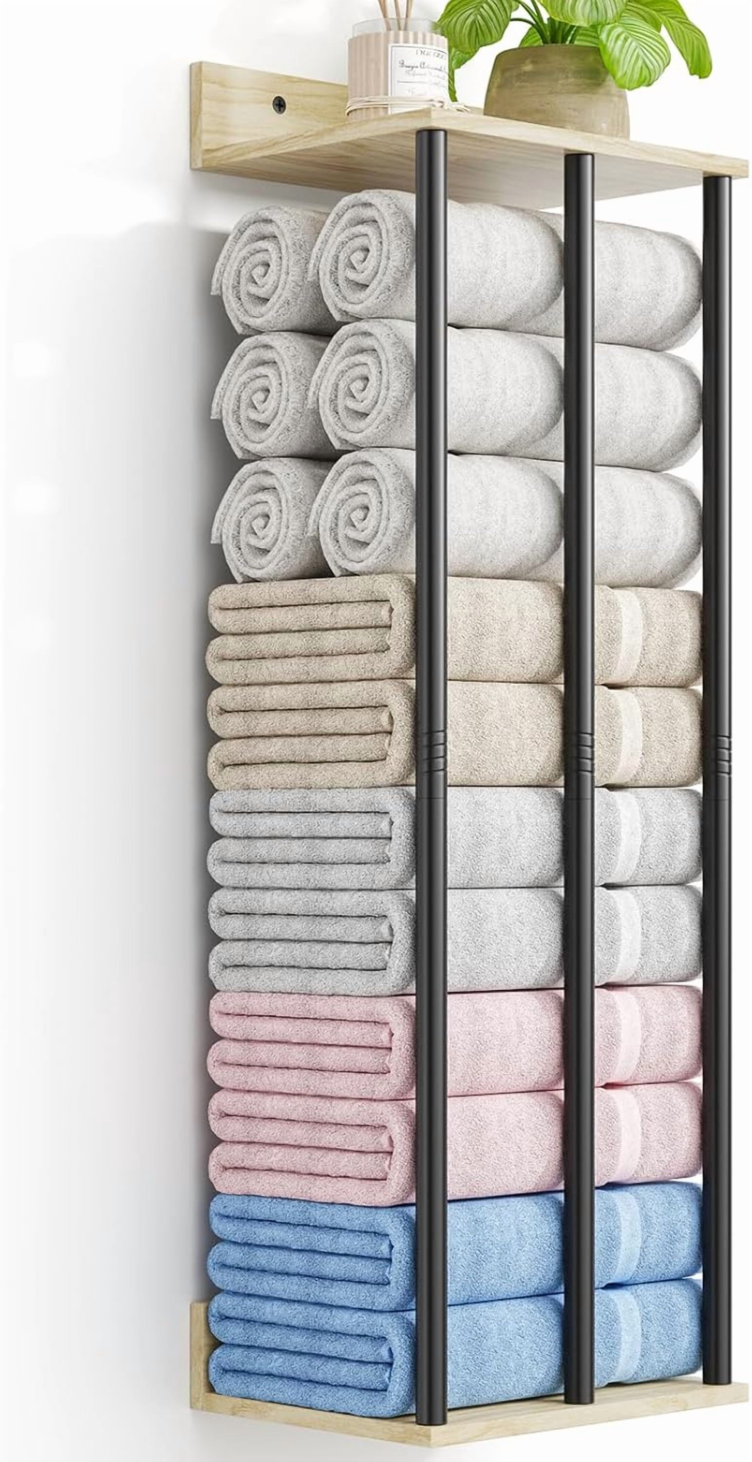 Towel Racks for Bathroom Wall Mounted, 3 Bar Wall Towel Rack for Rolled ...