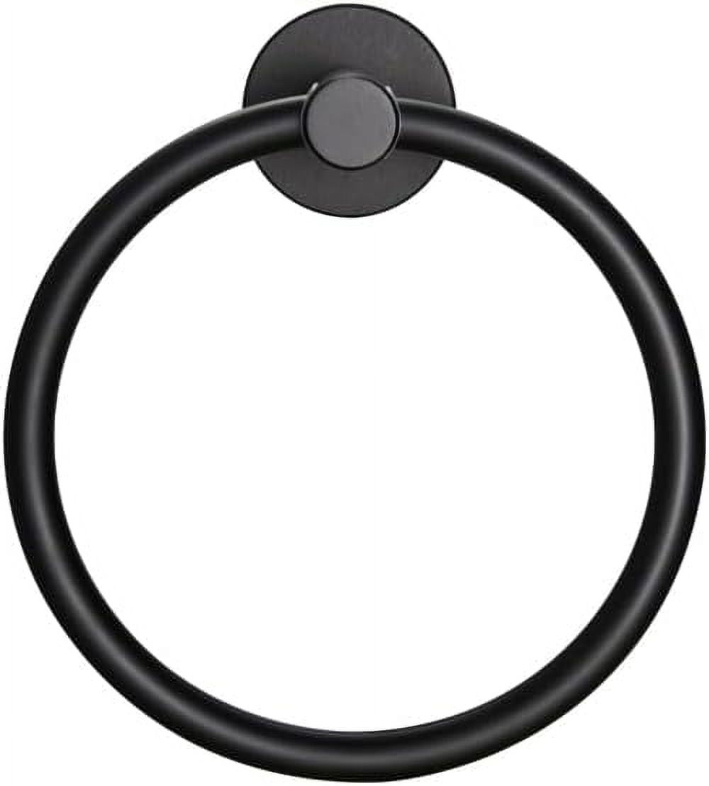 Towel Ring Matte Black, Bath Hand Towel Ring Thicken Space Aluminum ...