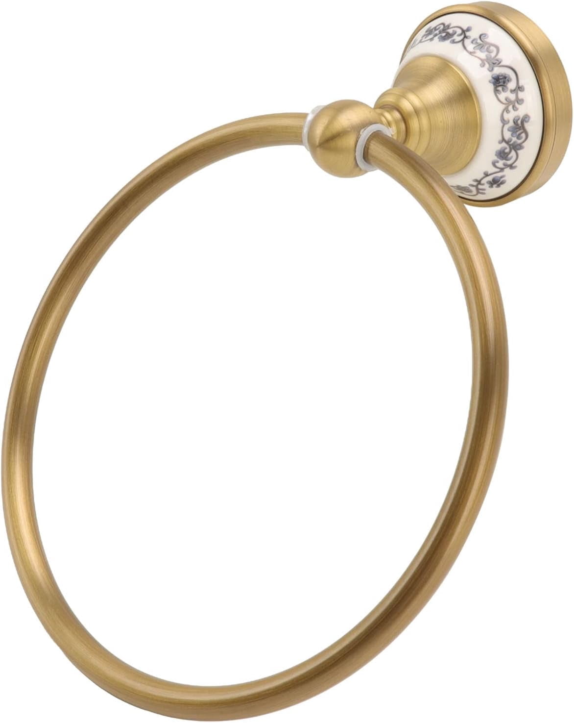 Towel Ring, Wall Mounted Brass Bathroom Hand Towel Ring with Blue and ...