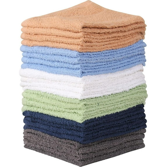 Towel and Linen Mart 100% Cotton - 24 Pack Wash Cloth Set - Flannel ...