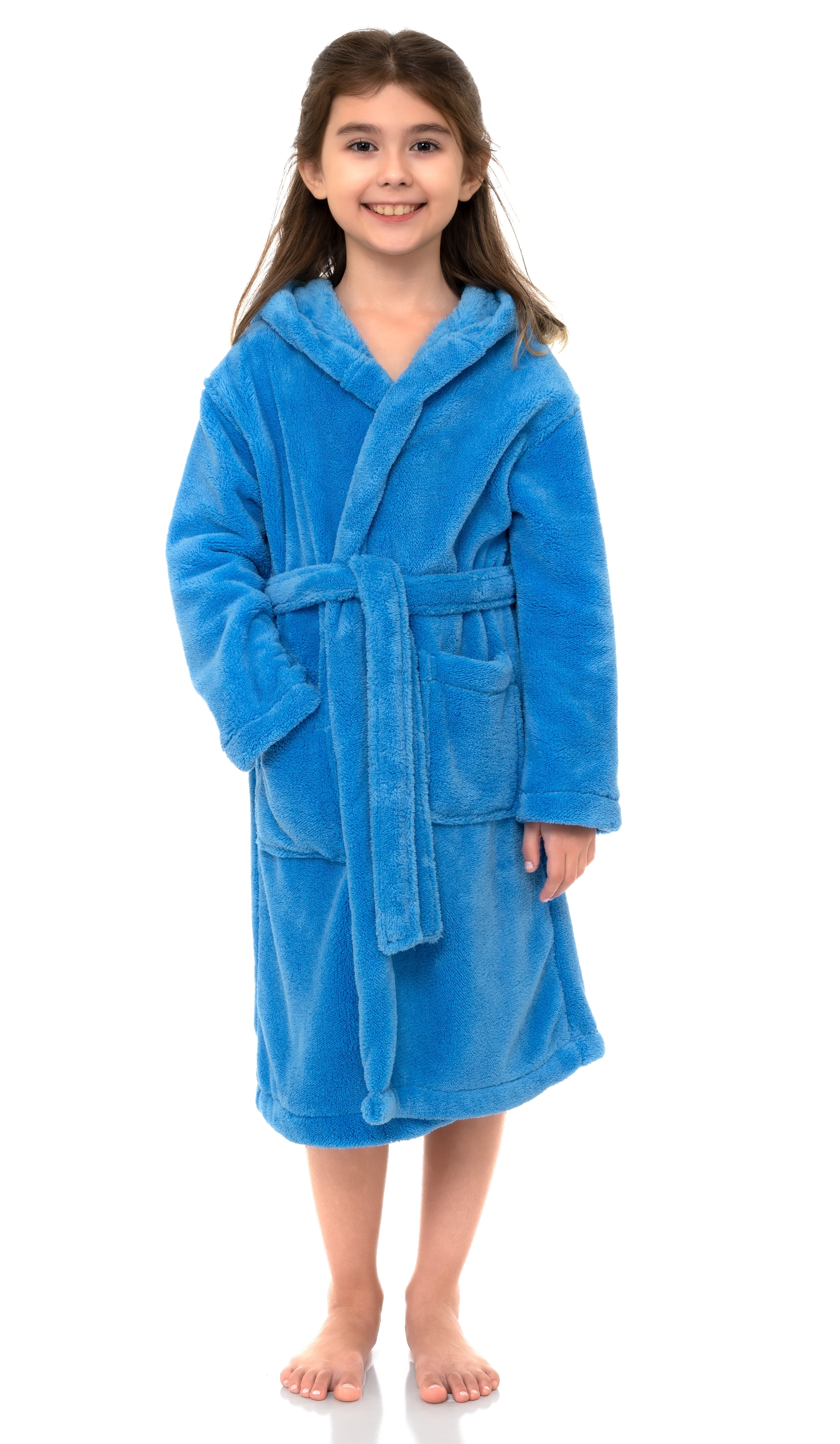 TowelSelections Little Girls’ Robe, Kids Soft Plush Hooded Fleece ...