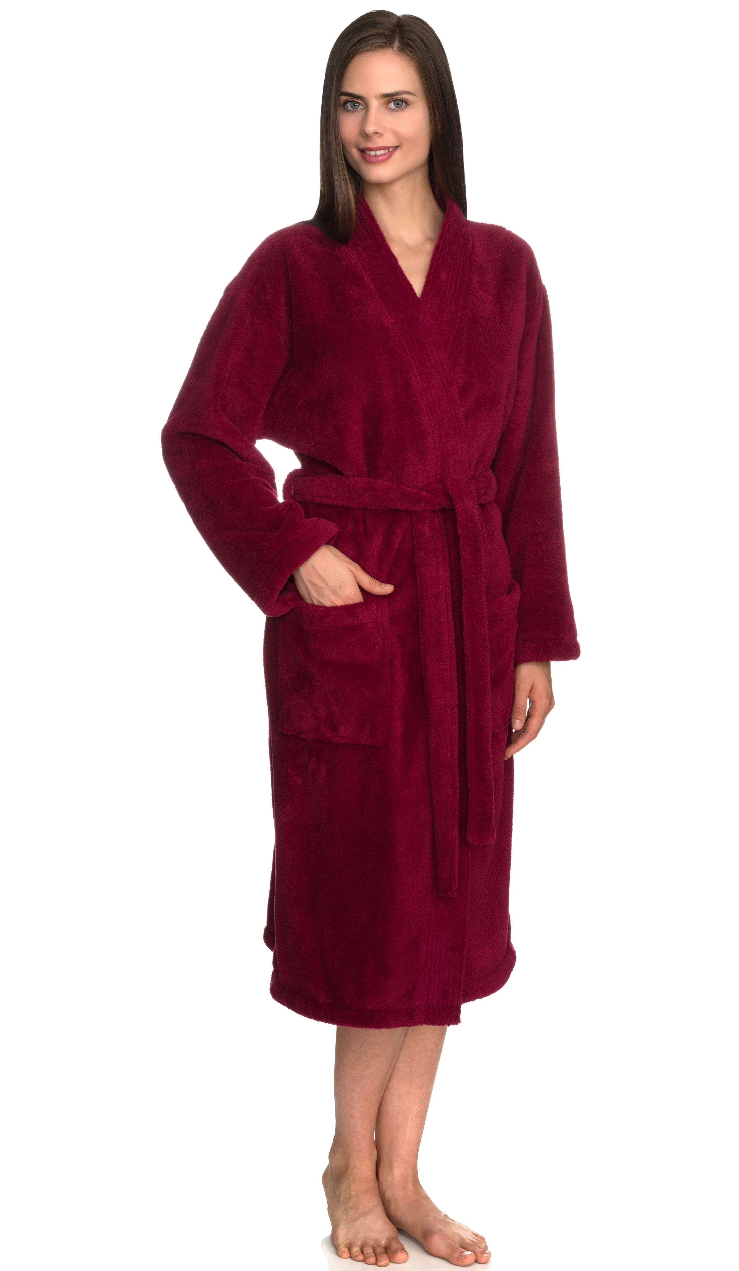 TowelSelections Women's Soft Plush Robe Fleece Kimono Spa Bathrobe ...