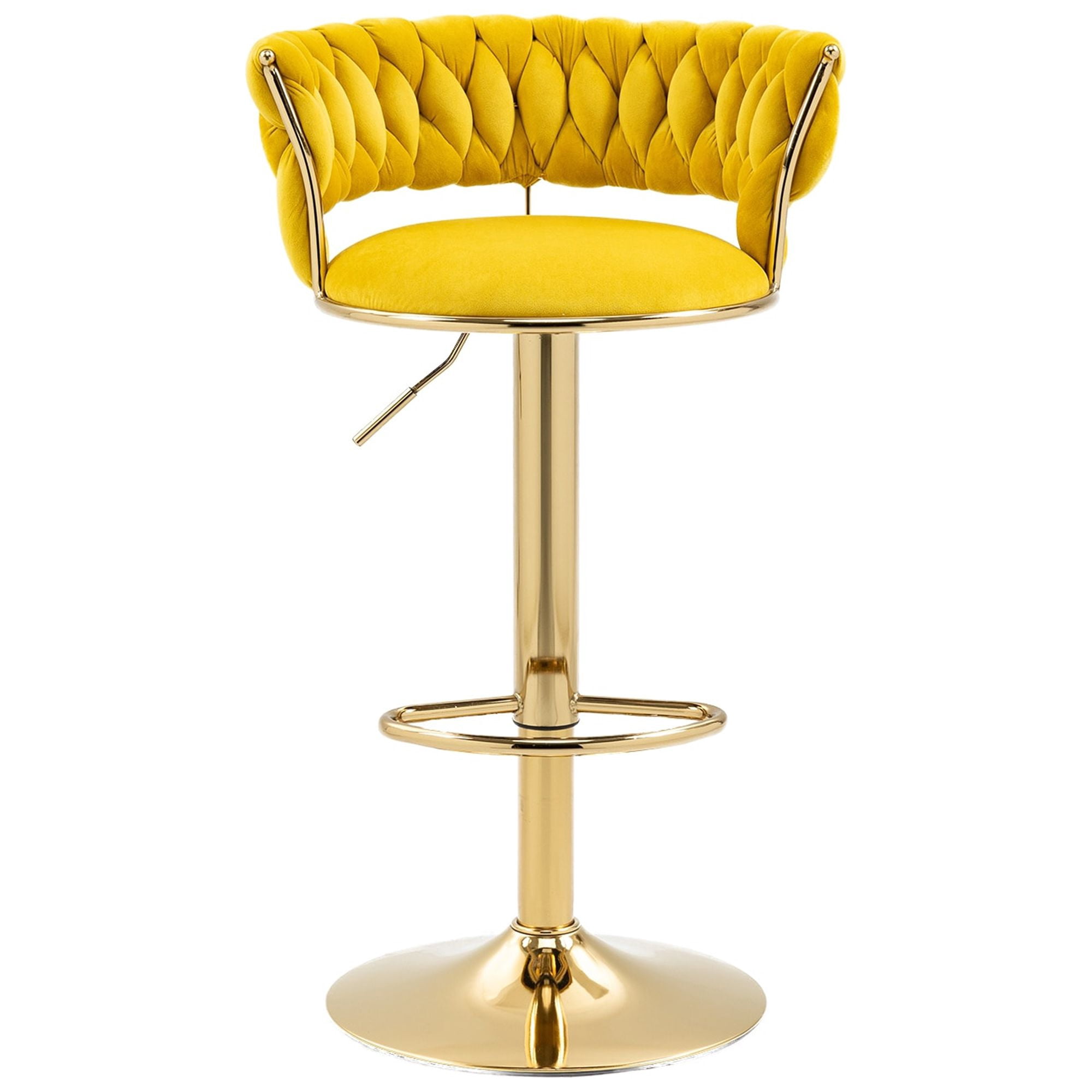 Toweling Fabric Adjustable Height Armless Bar Stools With Golden ...