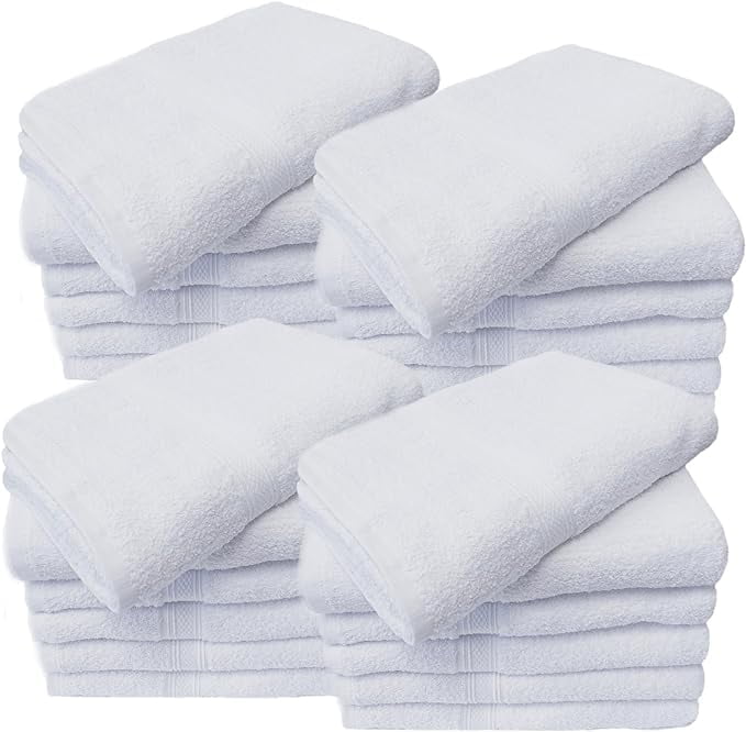 Towels N More 24 Pack 15X25 Hand Towels White Soft 100% Cotton Ring ...