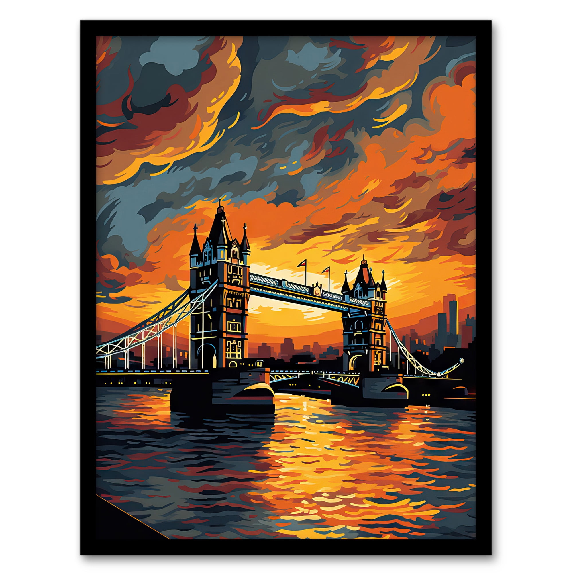 Tower Bridge And The Thames River Storm Clouds Orange And Grey London ...