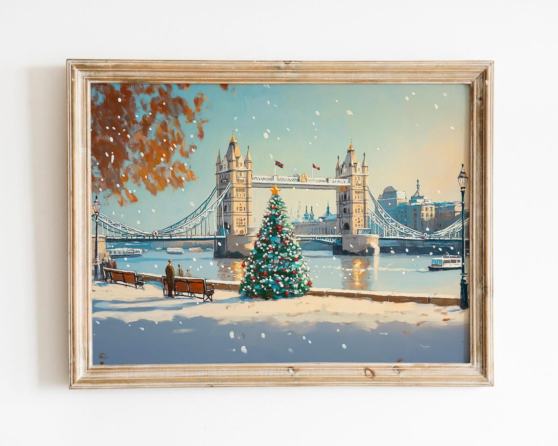 Tower Bridge London Poster,Xmas Wall Art,London Wall Art,Winter Holiday ...