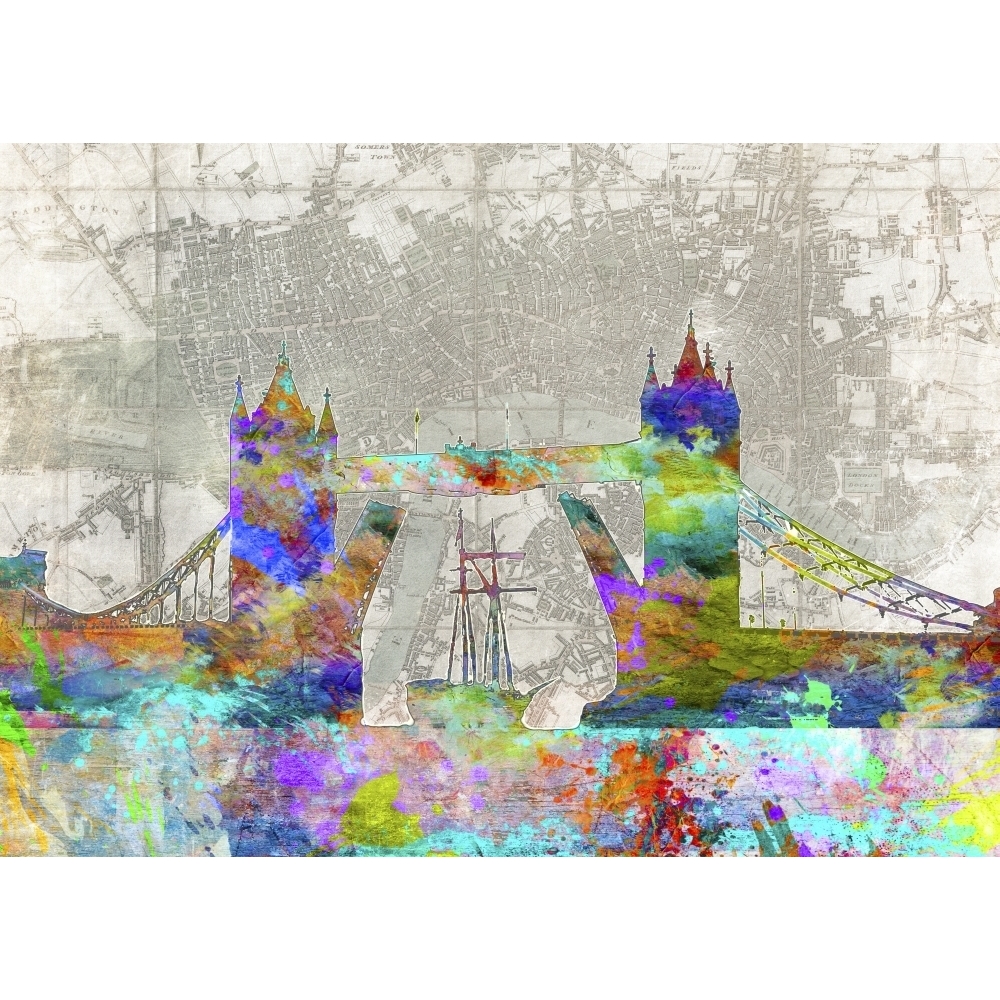 Tower Bridge Map Color Splash - Watercolor Poster Print by Aimee ...