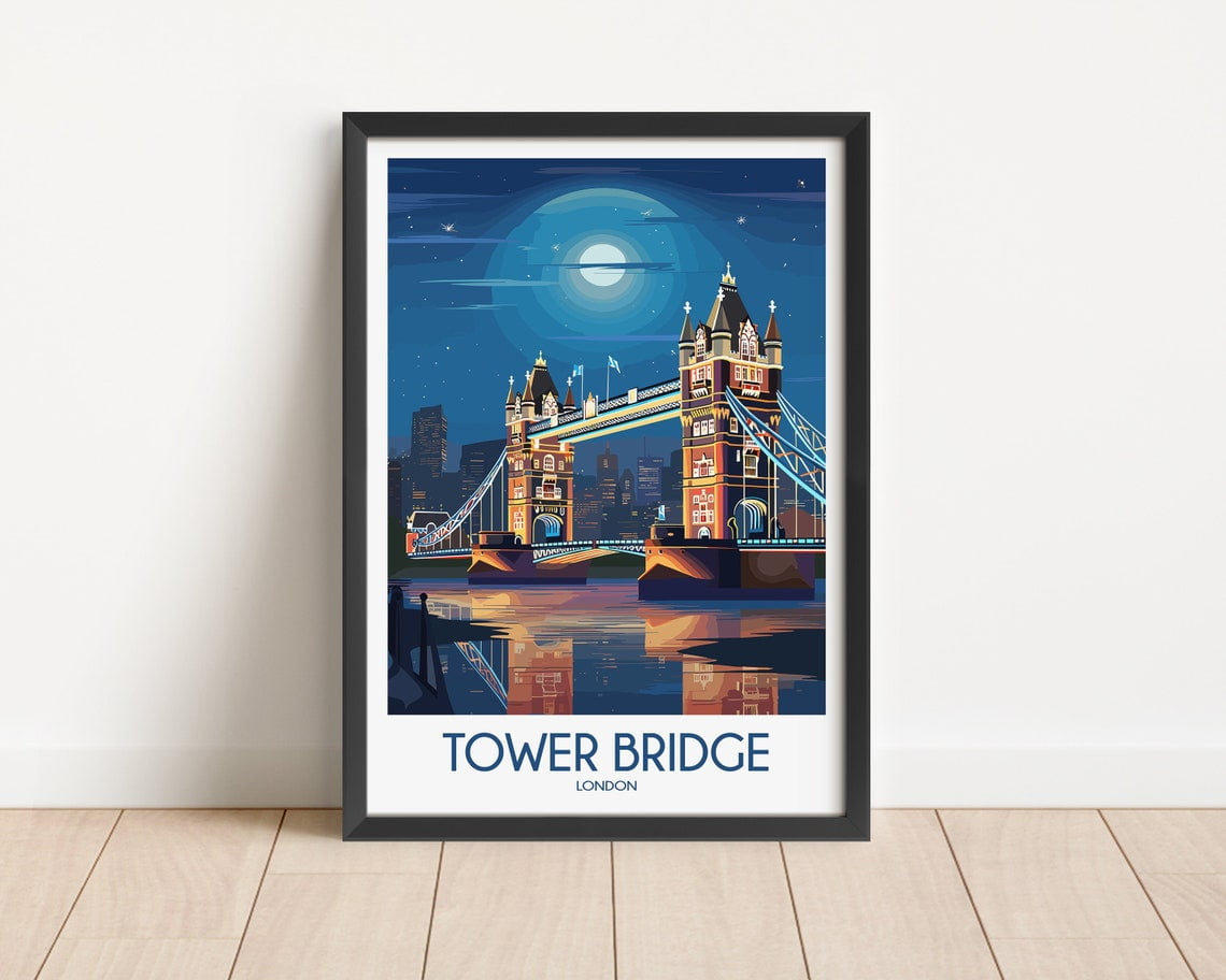 Tower Bridge Poster London Scenic Riverfront Wall Art Decor, Unframed ...