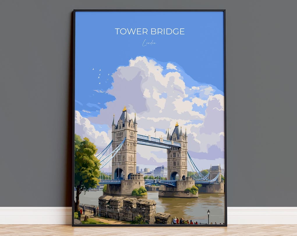 Tower Bridge Travel Poster, Travel Print Of Tower Bridge, London Poster ...