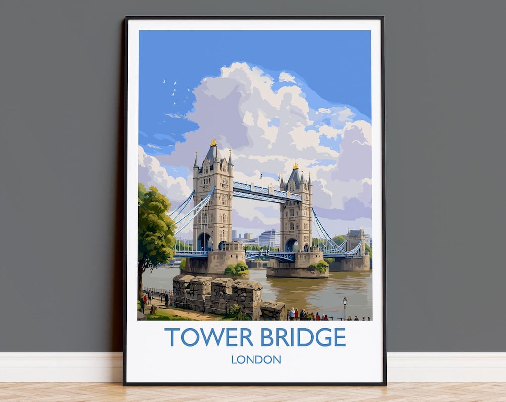 Tower Bridge Travel Print, Travel Poster Of Tower Bridge, London Poster ...