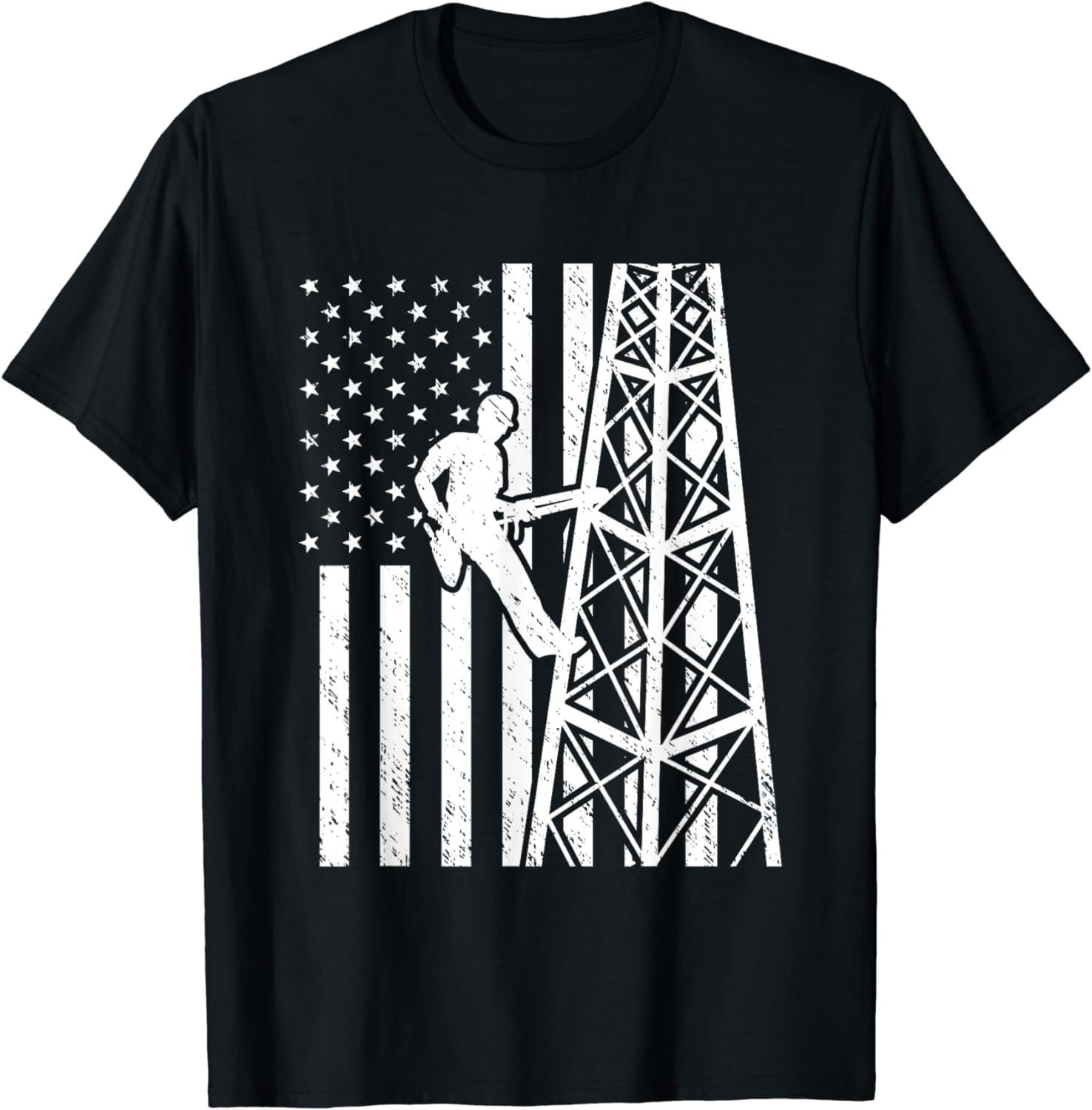 Tower Climber American Flag Cell Tower Towers Worker T-Shirt - Walmart.com
