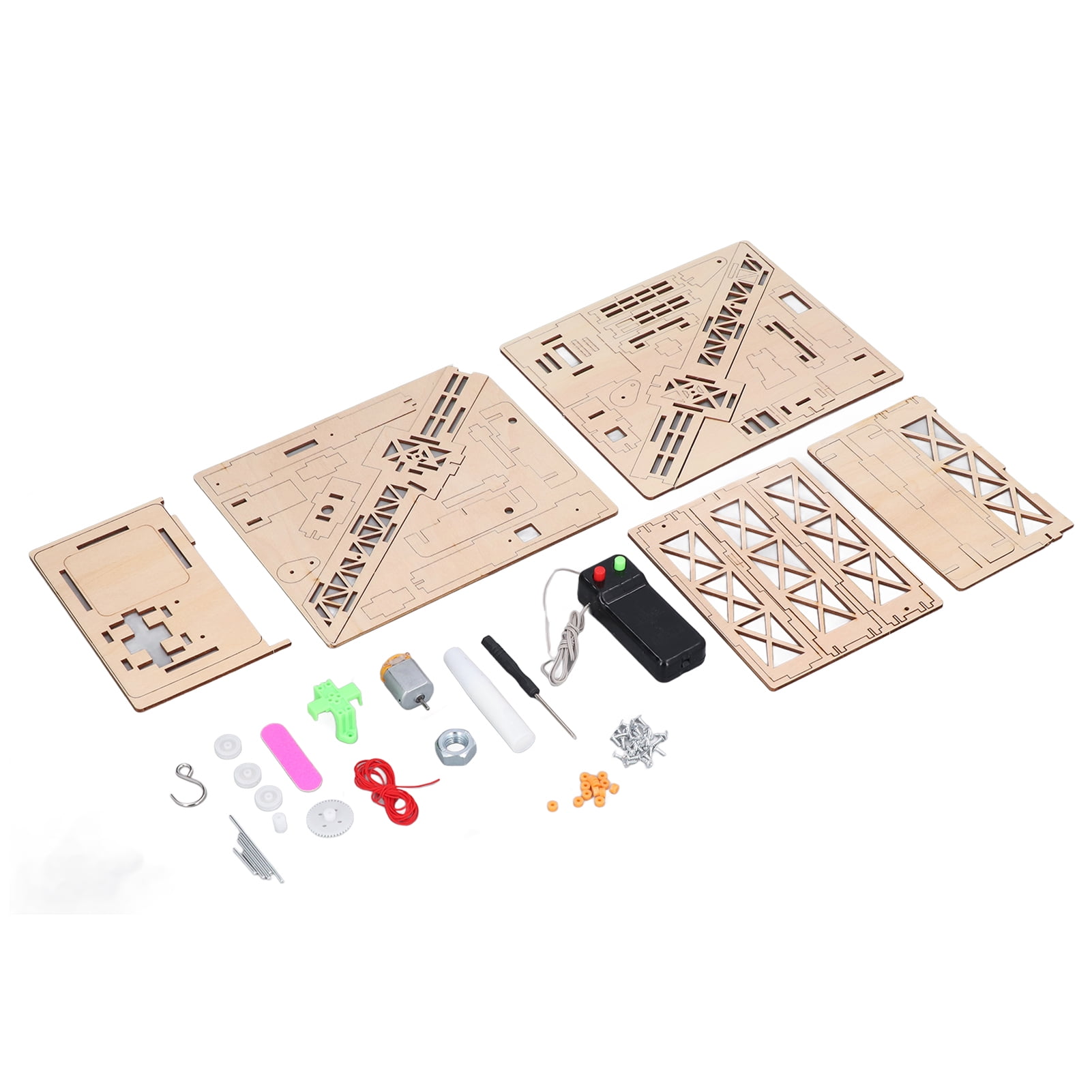 Tower Crane Model Toy Wooden Kids DIY Remote Control Lifting ...