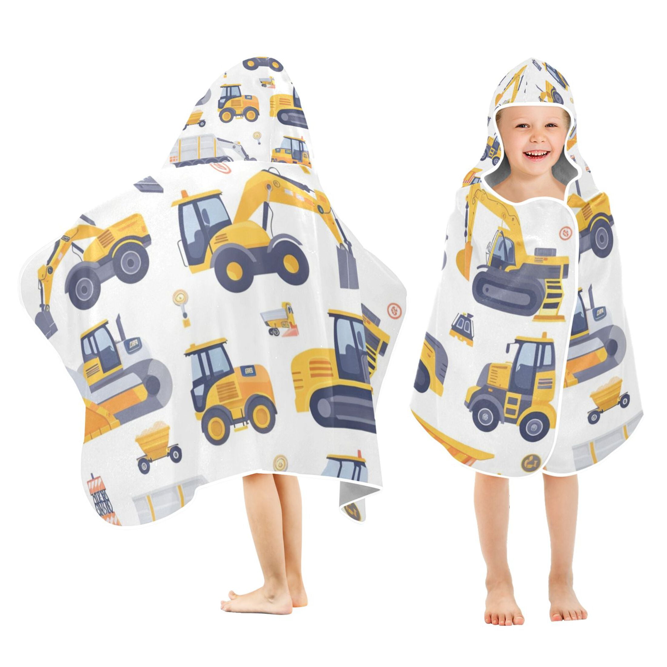 Tower Excavator Dump Truck Toddler Hooded Beach Towel 24" x 50" Kids ...