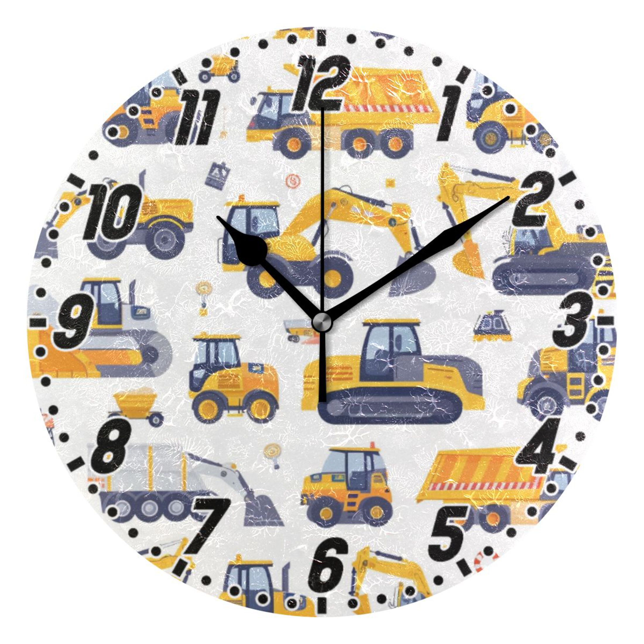 Tower Excavator Dump Truck Wall Clock 9.8 inch Battery Operated Clocks ...