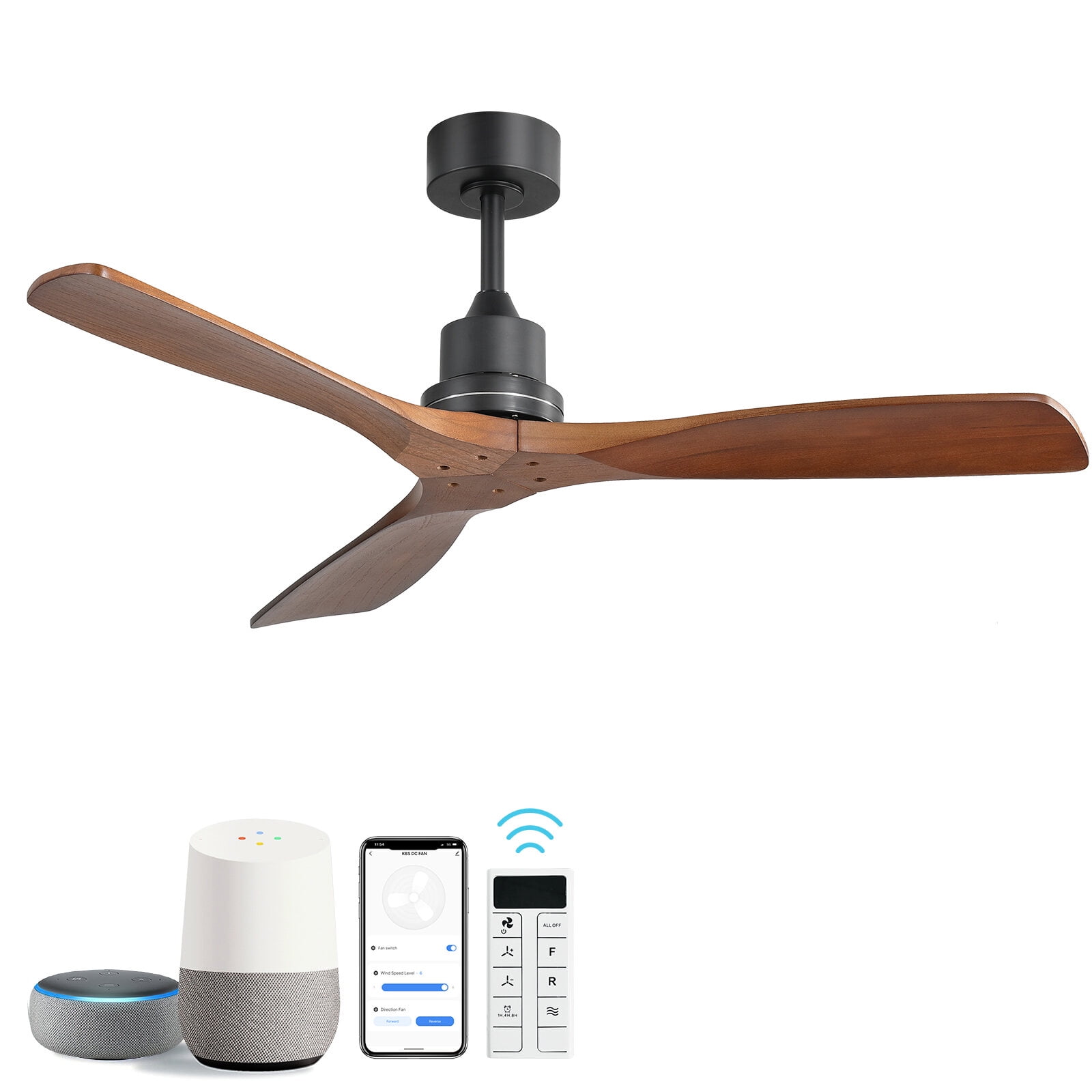 Tower Fan 52 Inch Smart Matte Black Ceiling Fan with APP & Alexa ...
