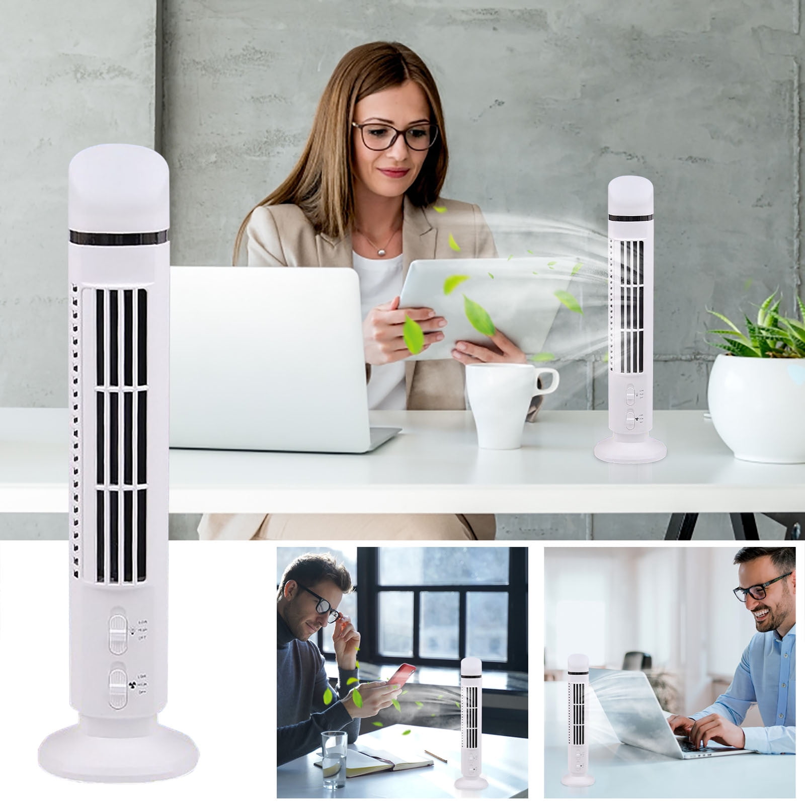 Tower Fan Desktop Charging Leafless Fan Usb Mini Portable Night Light ...