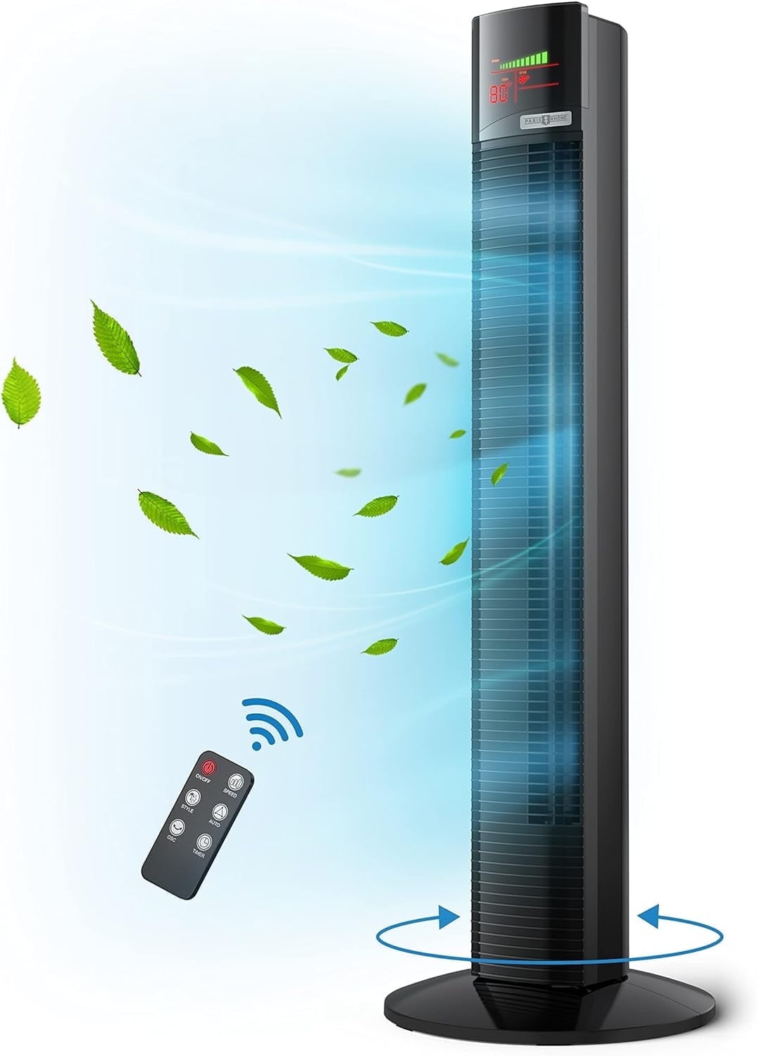 Paris Rhone 44” Tall Standing Bedroom and Living Room Fan, 70 ...