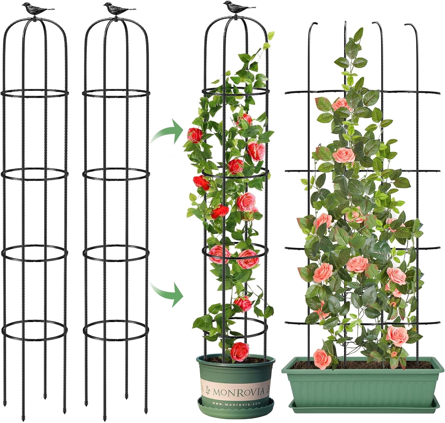 Tower Obelisk Garden Trellis for Climbing Plant，73.6inch Rustproof ...