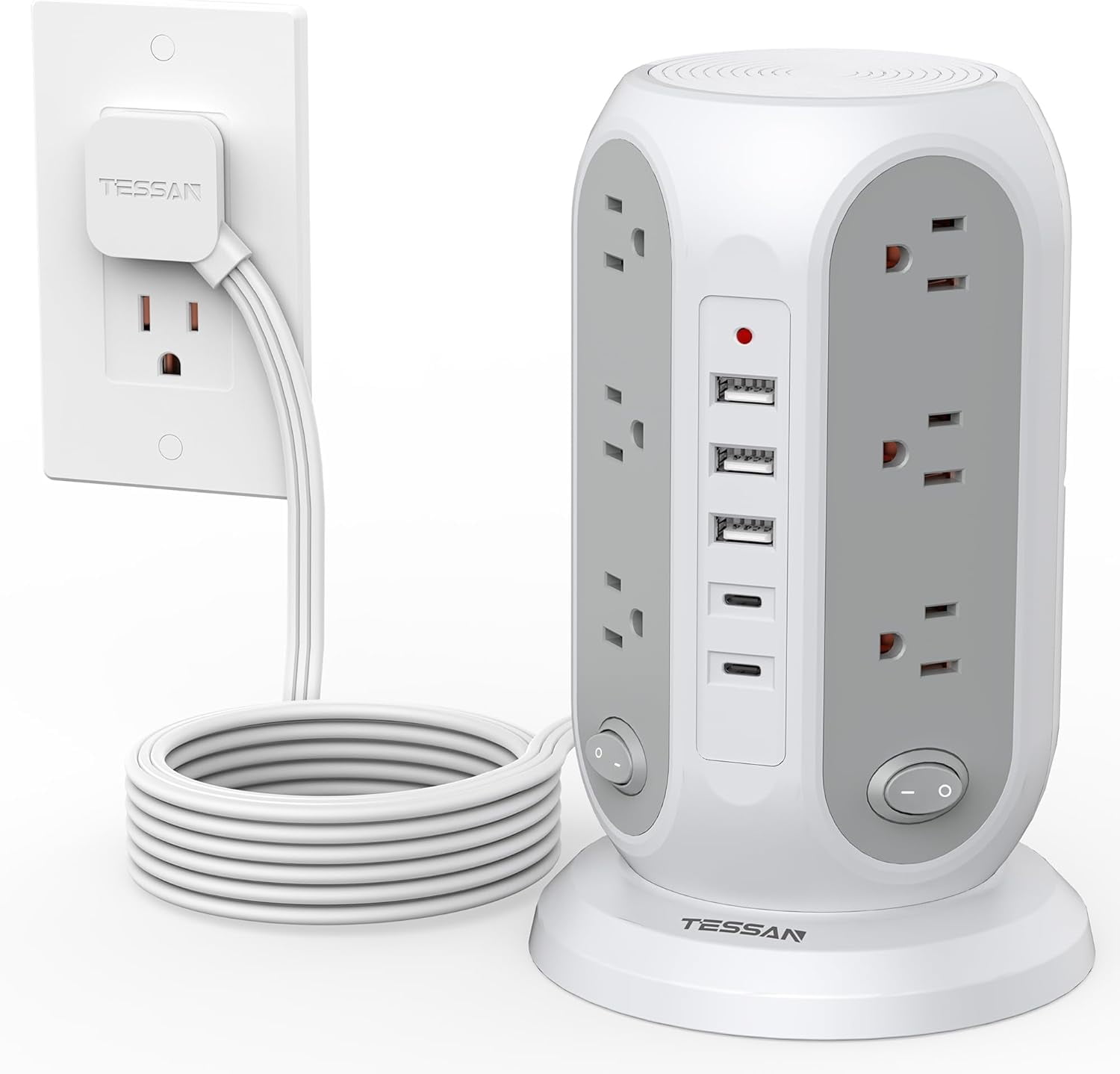 Tower Power Strip with Individual Switches, Surge Protector with 12 ...
