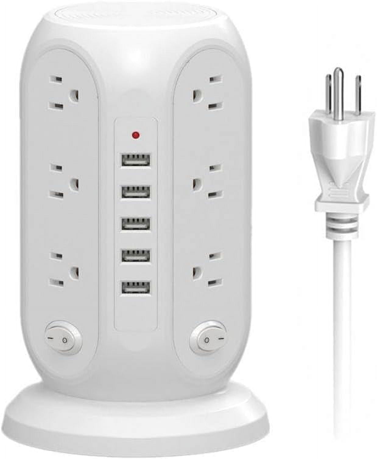 Tower Power Strip with 12 AC Outlets, 5 USB Ports 3.1A Fast Charging ...