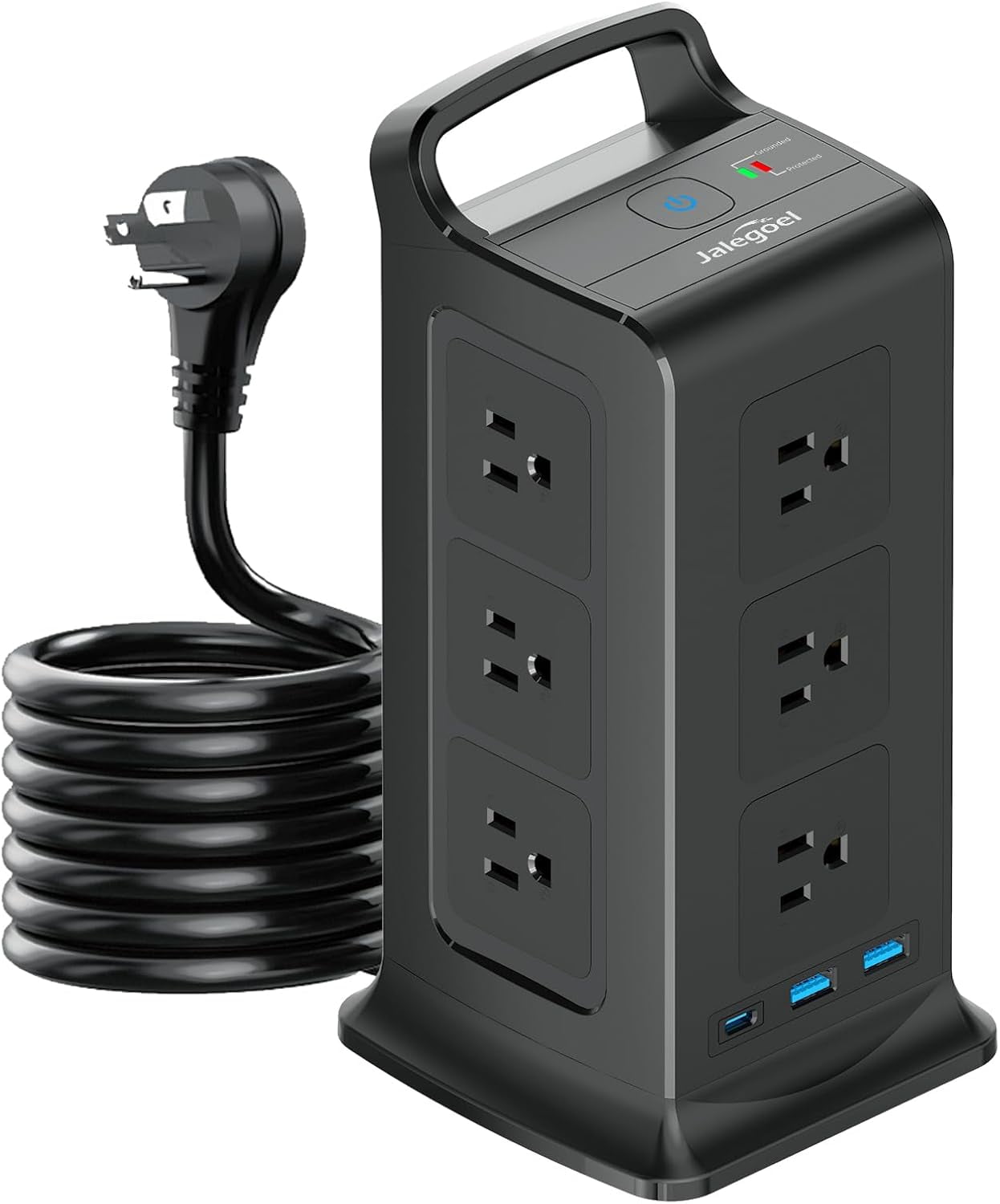 Tower Power Strip with 12 AC Outlets and 3 USB Port(1 USB-C PD20W),6 Ft ...