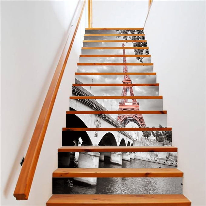 Tower Scenery Self-Adhesive PVC Staircase Wallpaper Stairs ration DIY ...