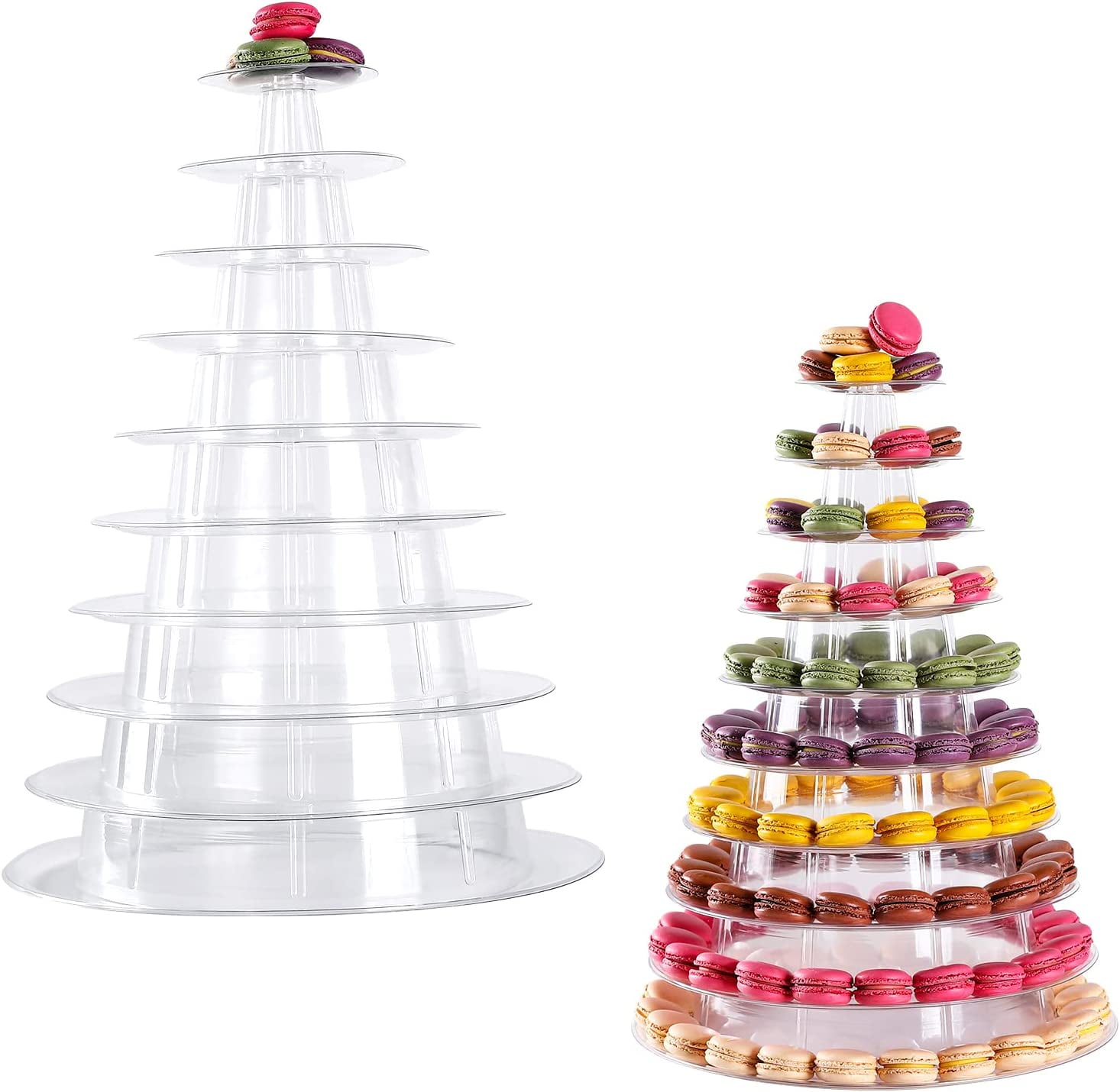 Tower Stand 10 Tier 4" - 13" Transparent Plastic Round Tower Display ...