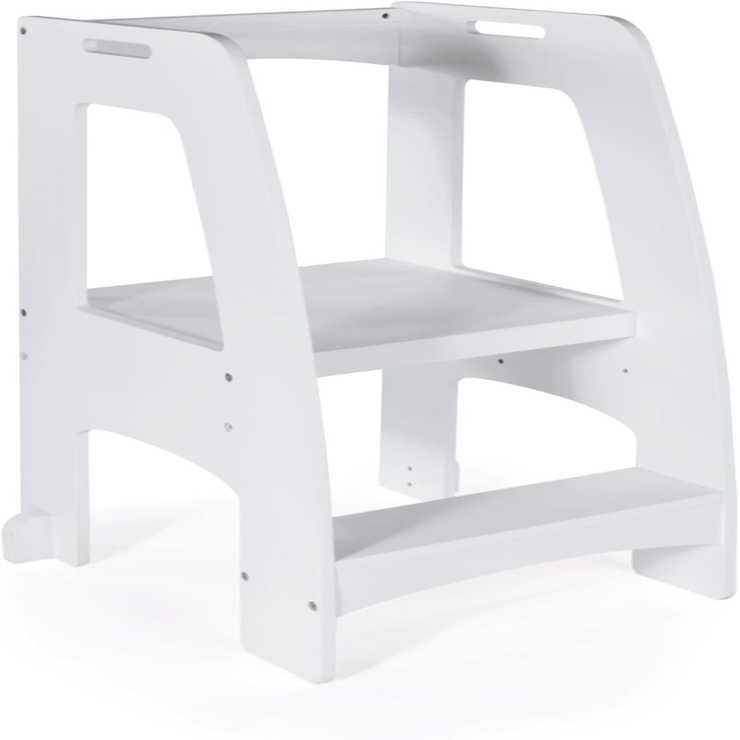 Tower Step-Up - White Kids' Wooden Adjustable Height Step Stool with ...