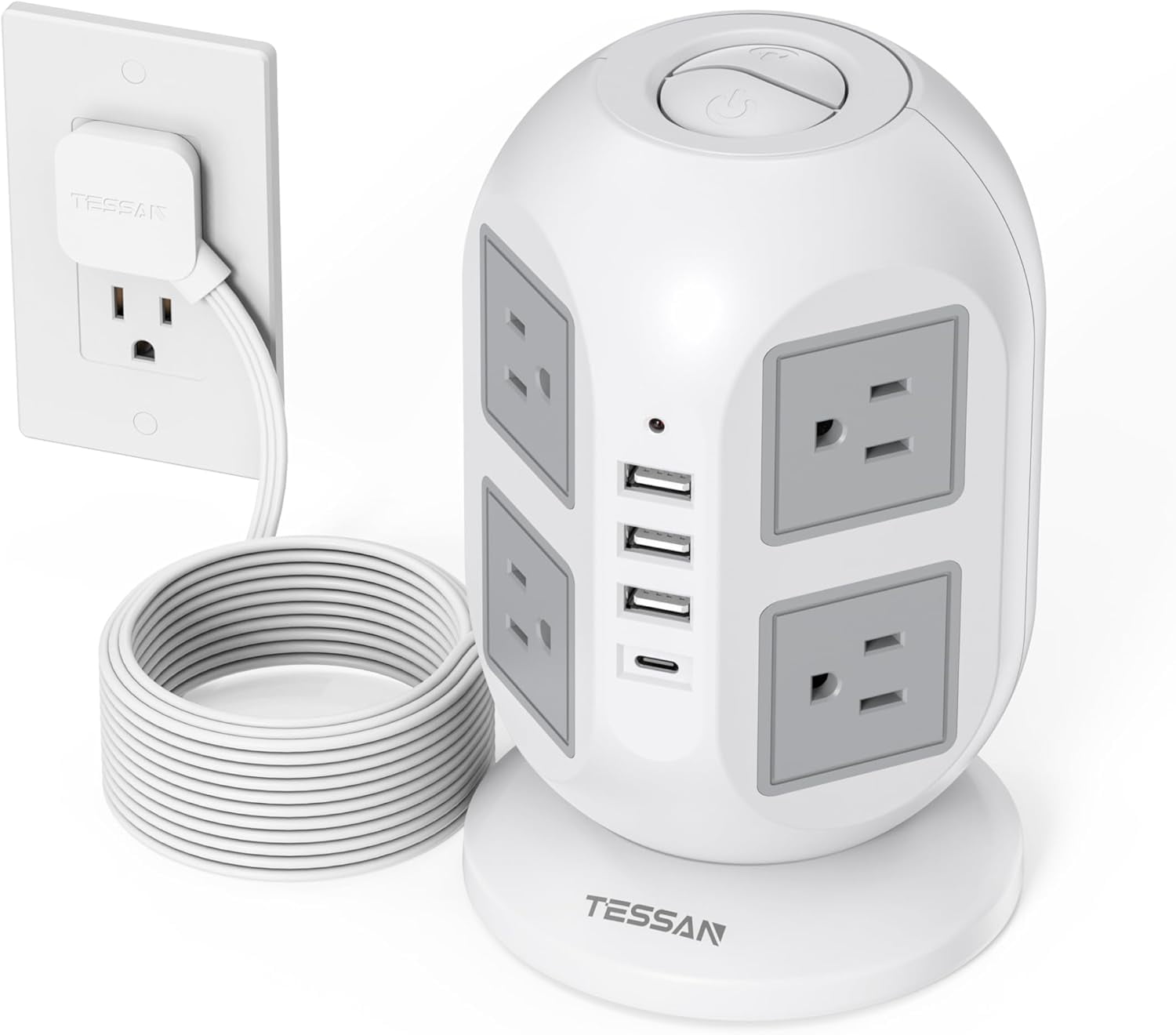 Tower Sur Protector Power Strip 10 ft Long Flat Extension Cord with ...