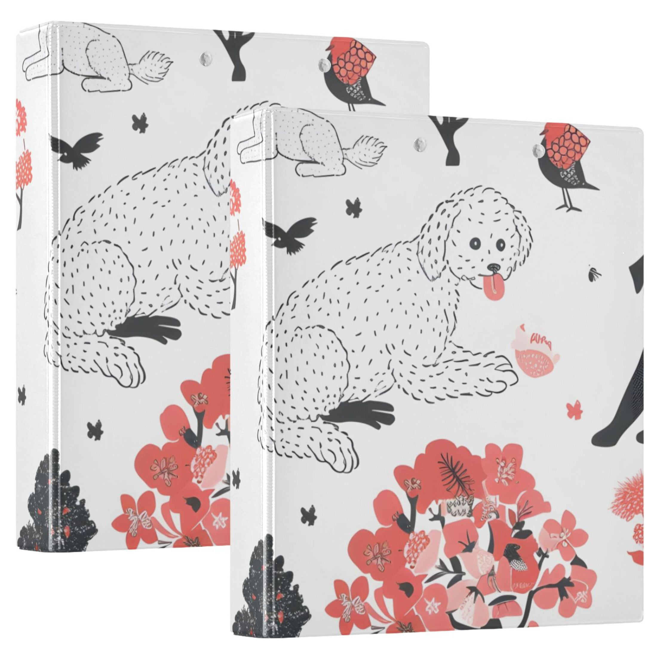 Tower and Trees Dogs 3 Ring Binders 1.5 inch Hardcover File Folders ...