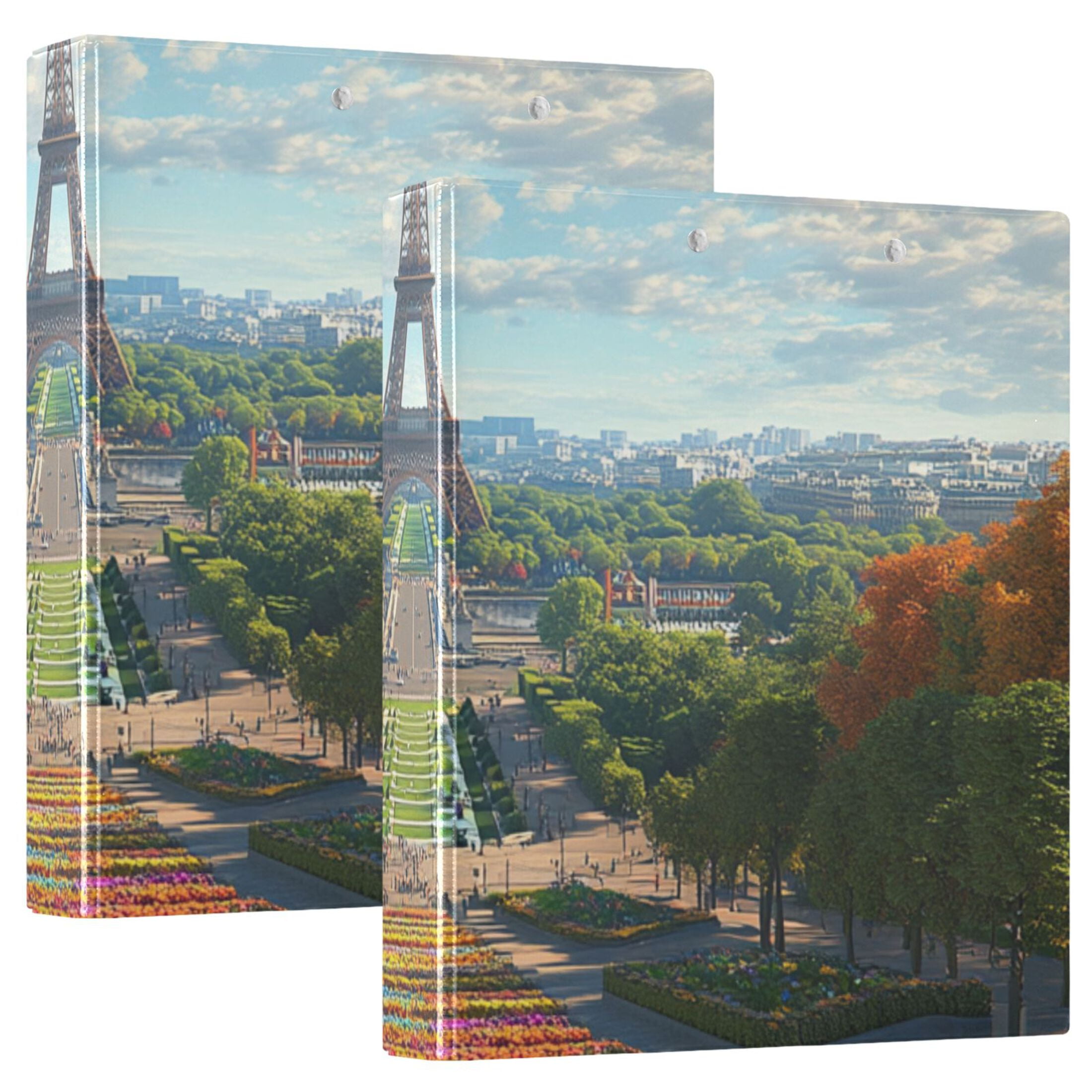 Tower and Trees Flowers 3 Ring Binders 1.5 inch Hardcover File Folders ...