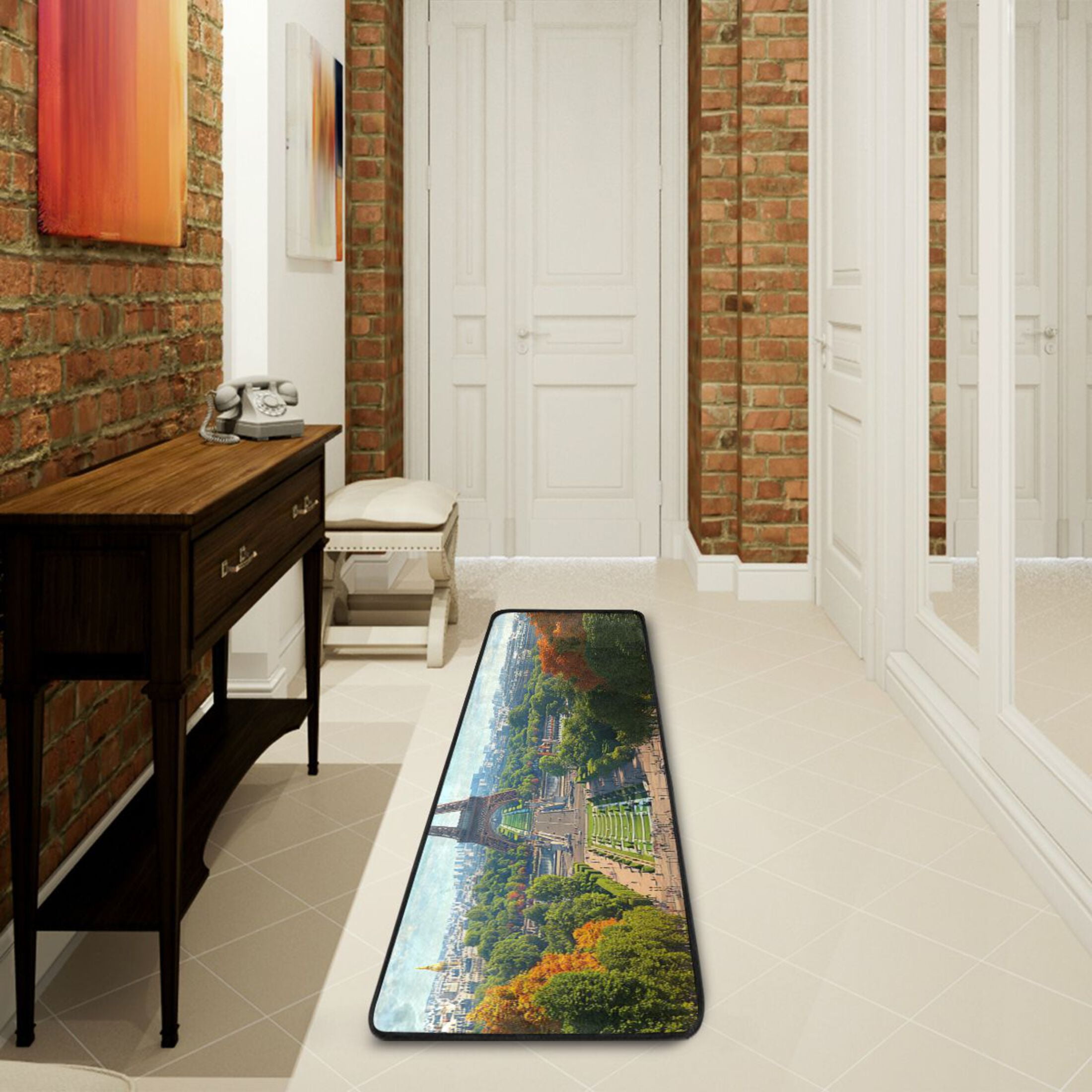 Tower and Trees Flowers Runner Rug Non Slip 72×24 in Ares Rugs for ...